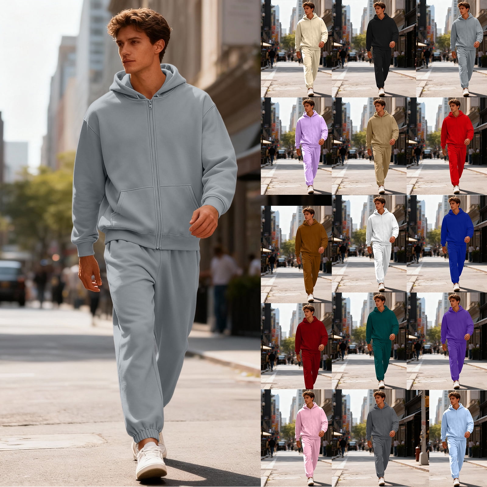 MLQIDK Men's Big and Tall Track Suits 2 Piece Set Athletic Workout Gym ...