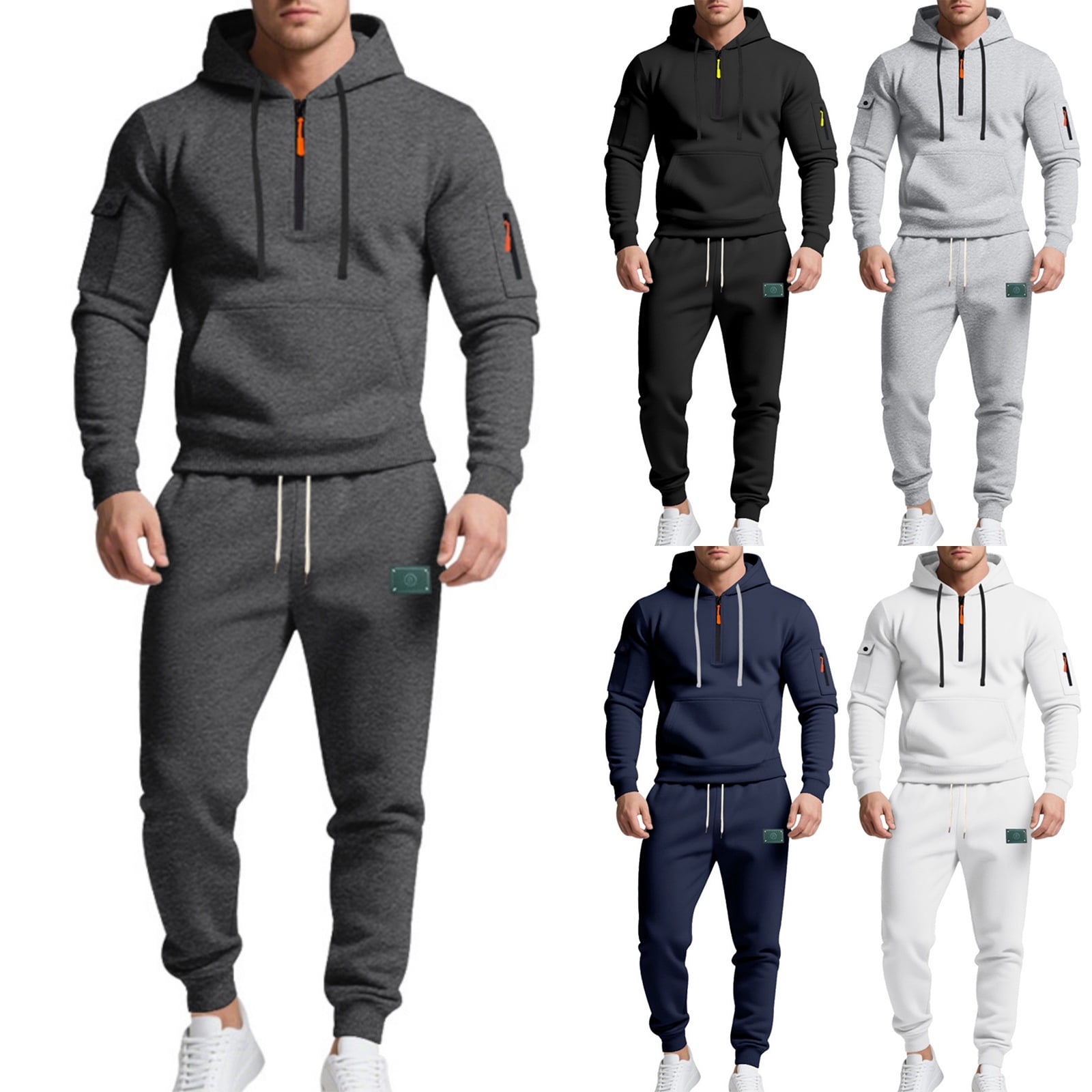 MLQIDK Men's Big and Tall Workout Gym Track Suits Fleece Hoodie and ...