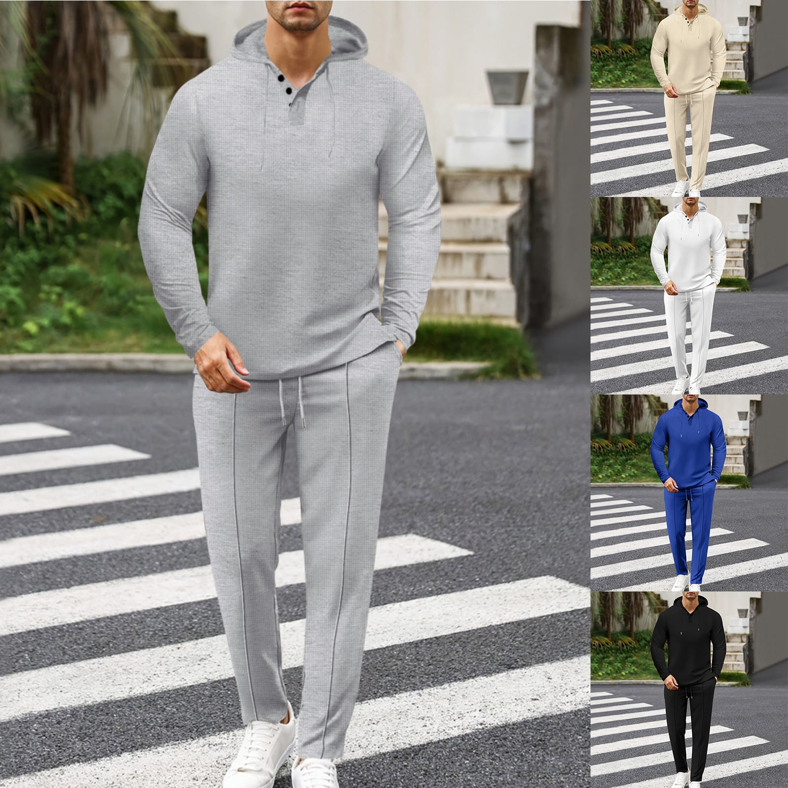 MLQIDK Men's Track Suits Big and Tall Workout Gym Sport Fleece Hoodie ...