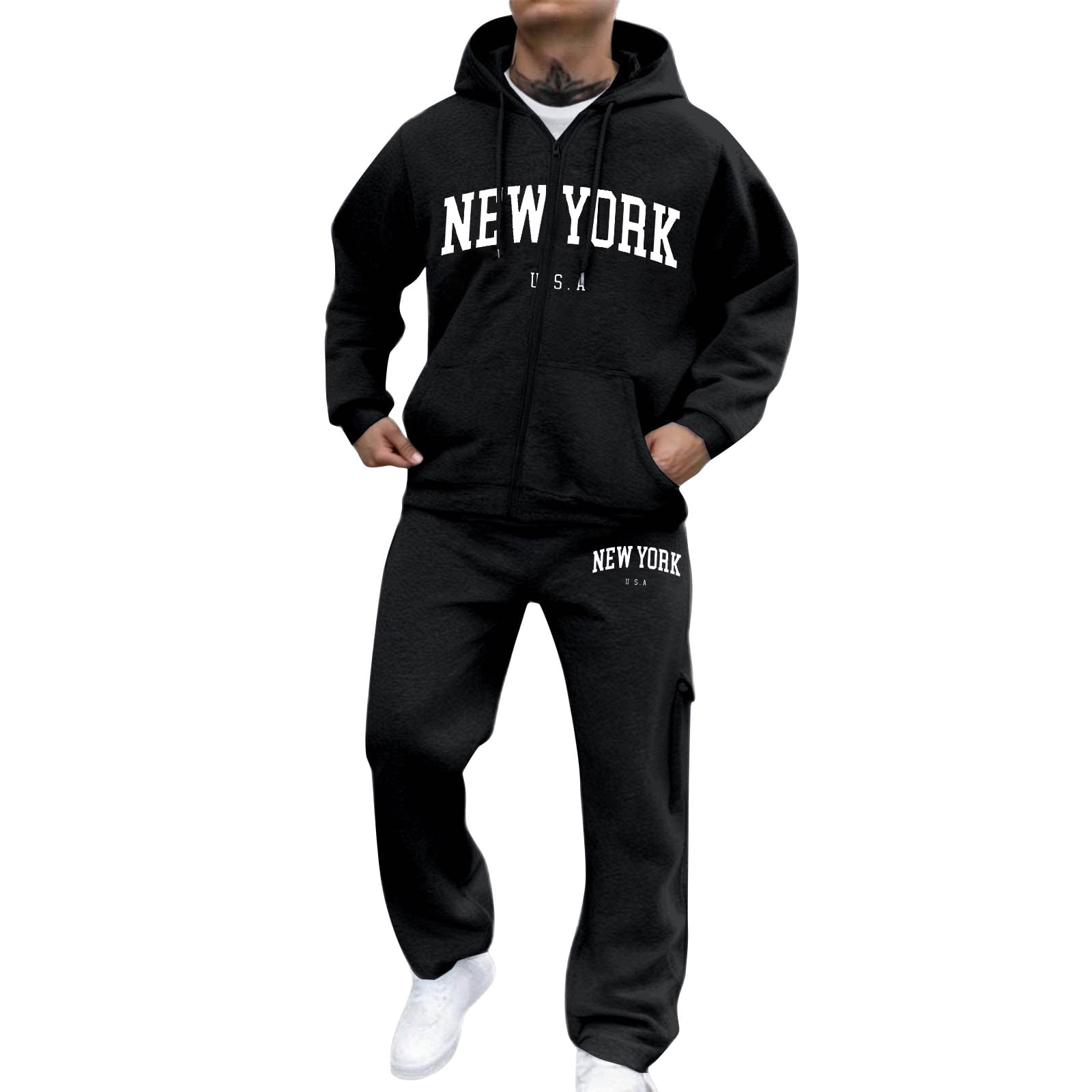 MLQIDK Mens Big and Tall Track Suits 2 Piece Set Athletic Workout Gym ...