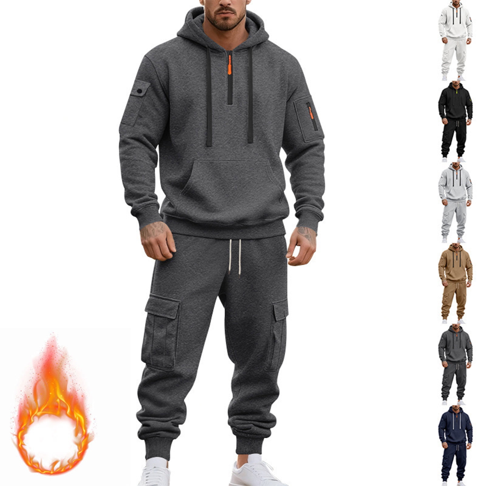 MLQIDK Mens Big and Tall Workout Gym 2 Piece Set Athletic Track Suits ...