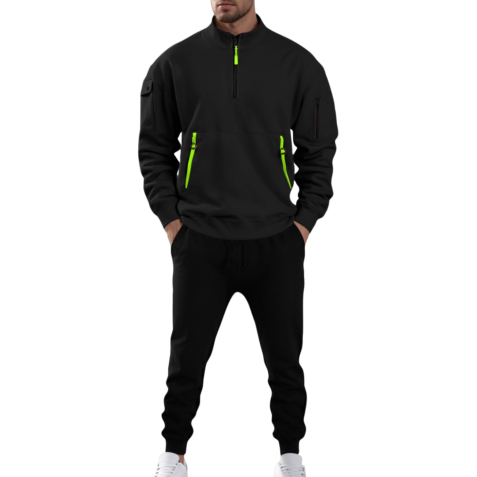 MLQIDK Mens Big and Tall Workout Gym Track Suits Fleece Hoodie and ...