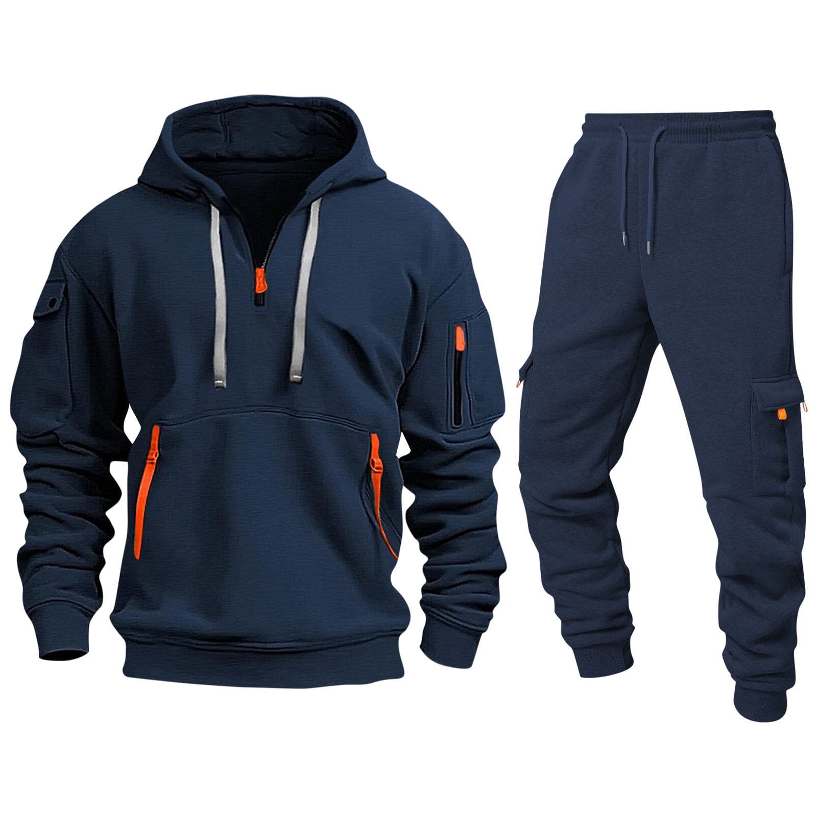 MLQIDK Mens Track Suits Big and Tall Workout Gym Sport Fleece Hoodie ...