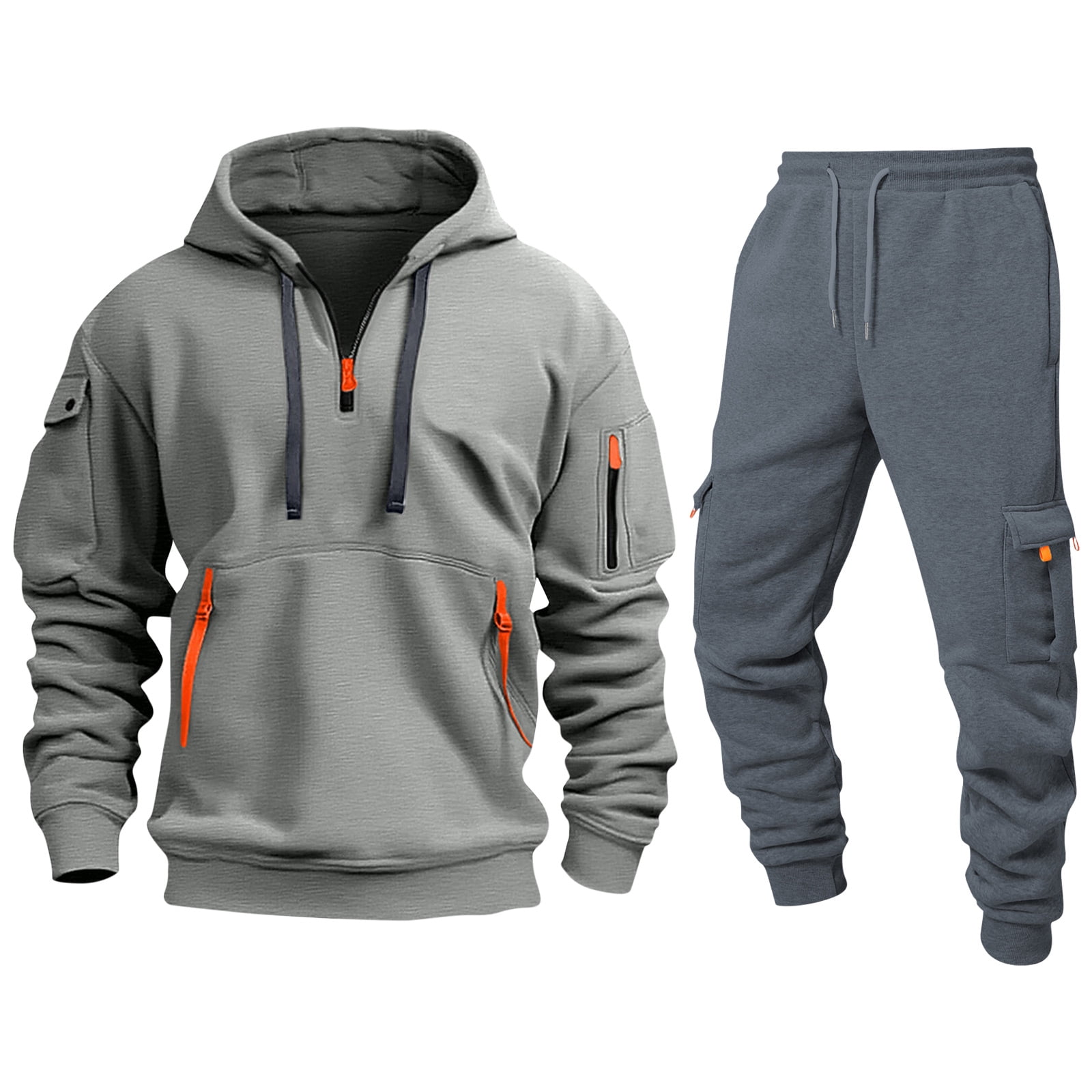 MLQIDK Mens Workout Gym Track Suits Big and Tall Fleece Hoodie and ...