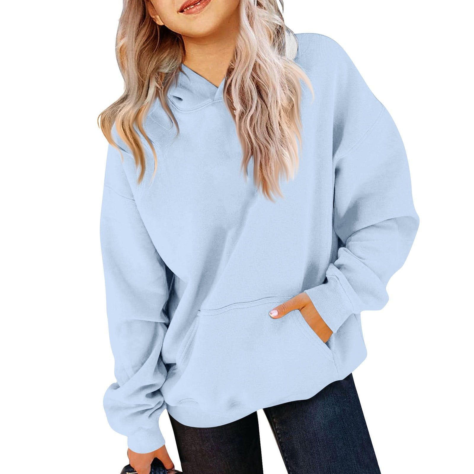 MLQIDK Plain Hoodies for Kids Long Sleeve Solid Color Cute Basic Hoodie ...