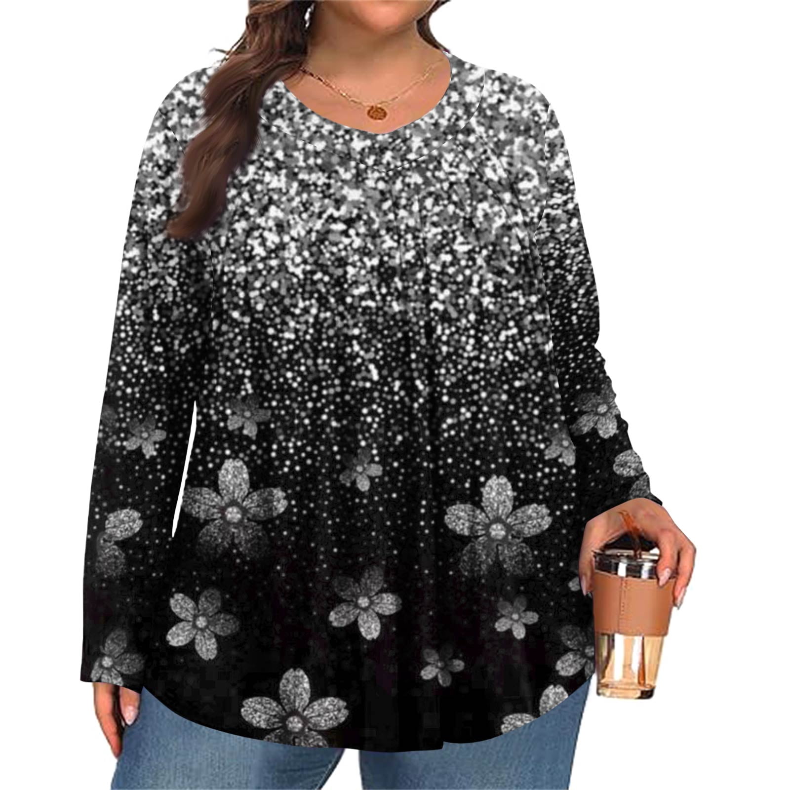 MLQIDK Plus Size Blouses for Women Boho Women's 4x Tops and Blouses V ...