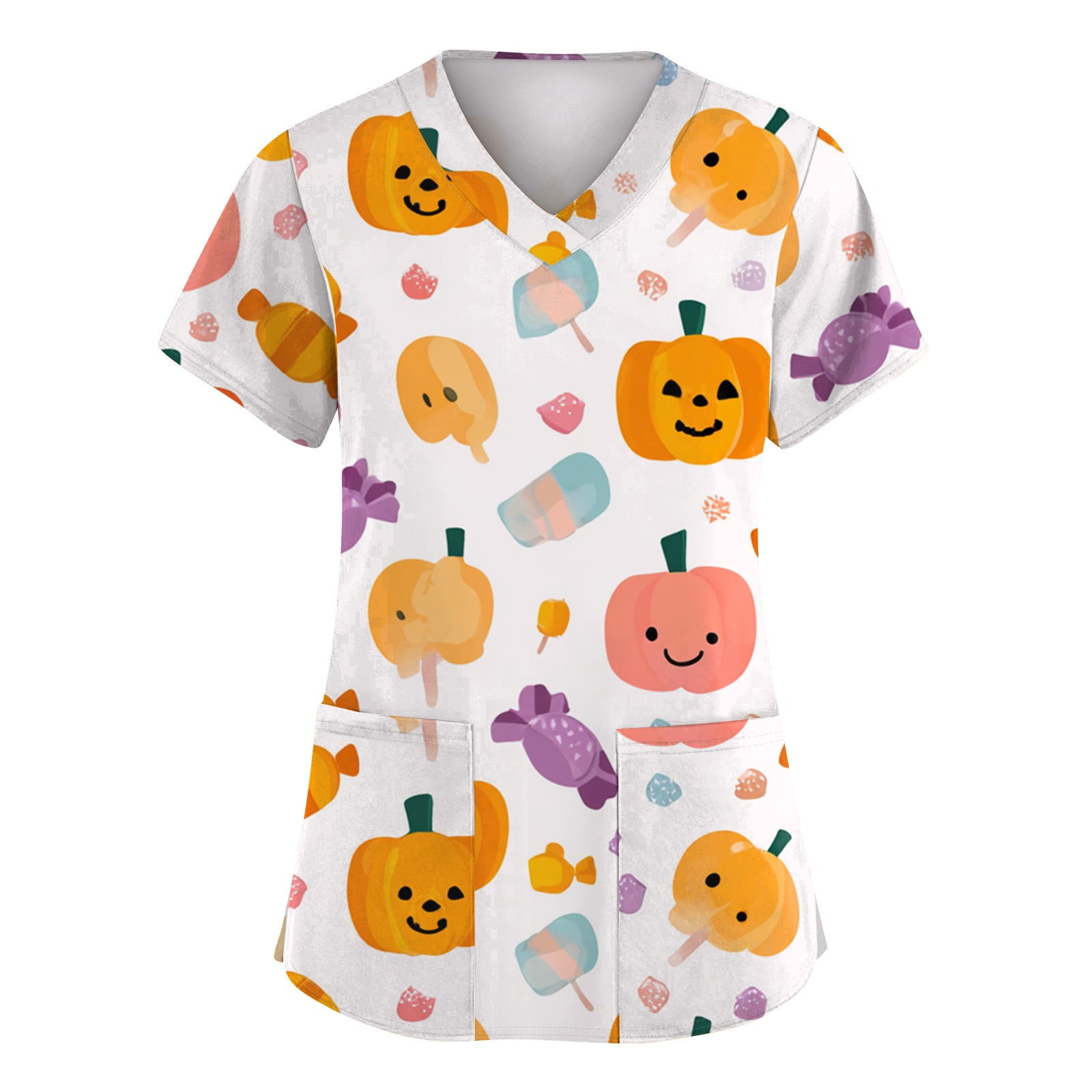 MLQIDK Plus Size Scrubs for Women Stretch Funny Nurse Uniform Shirts Short Sleeve V Neck Scrub ...