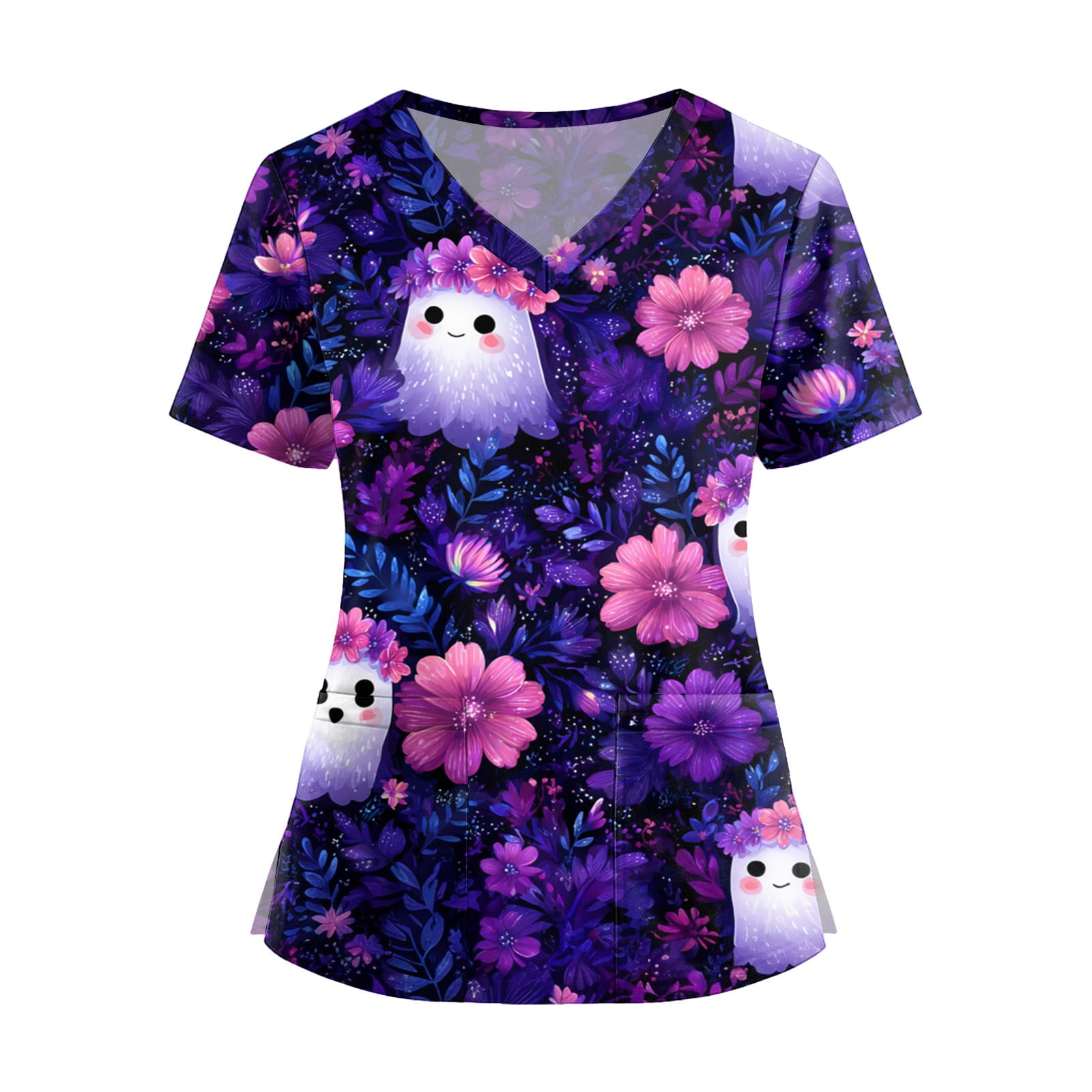 MLQIDK Plus Size Scrubs for Women Stretch Funny Nurse Uniform Shirts V ...