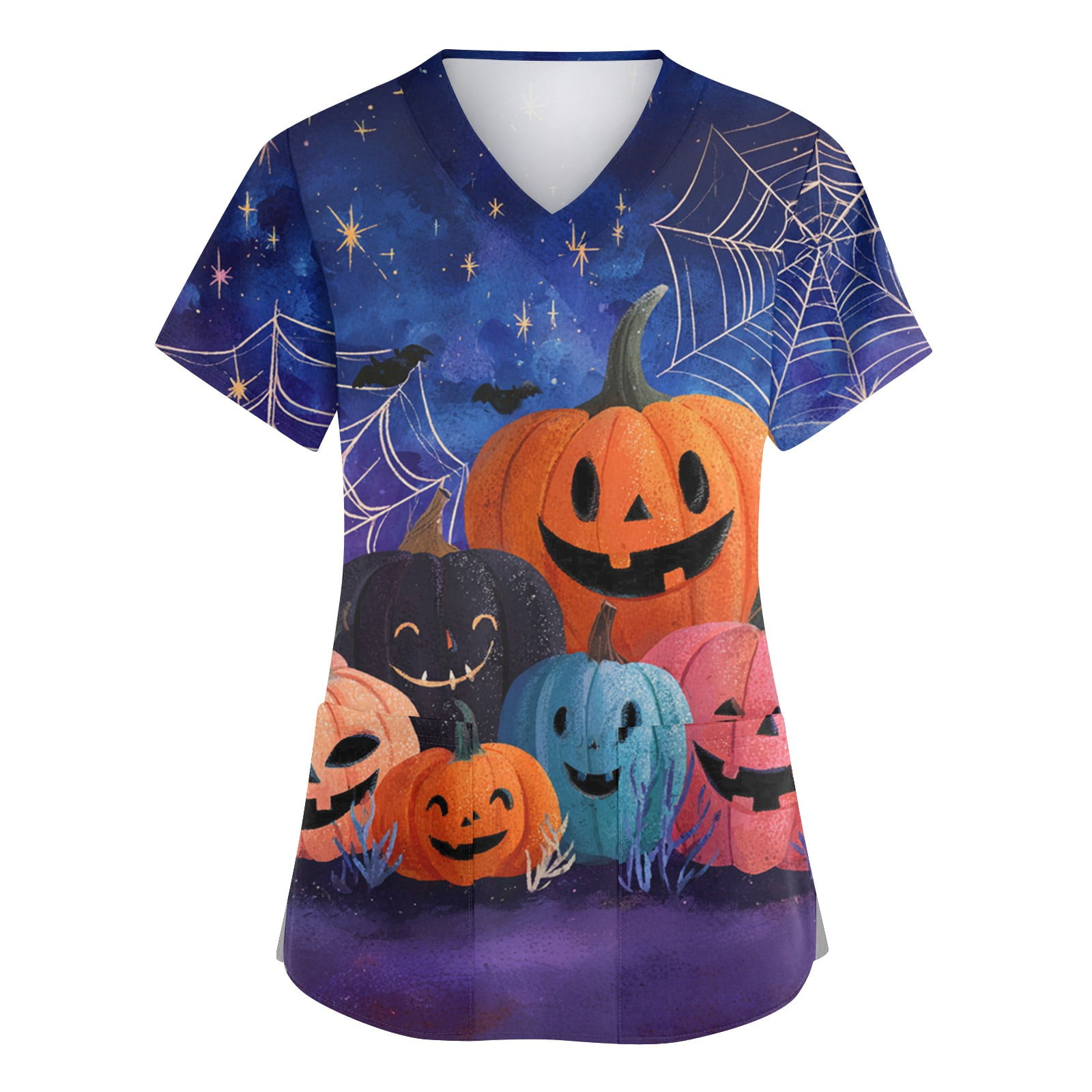 MLQIDK Plus Size Scrubs for Women Stretch V-Neck Short Sleeve Scrub ...