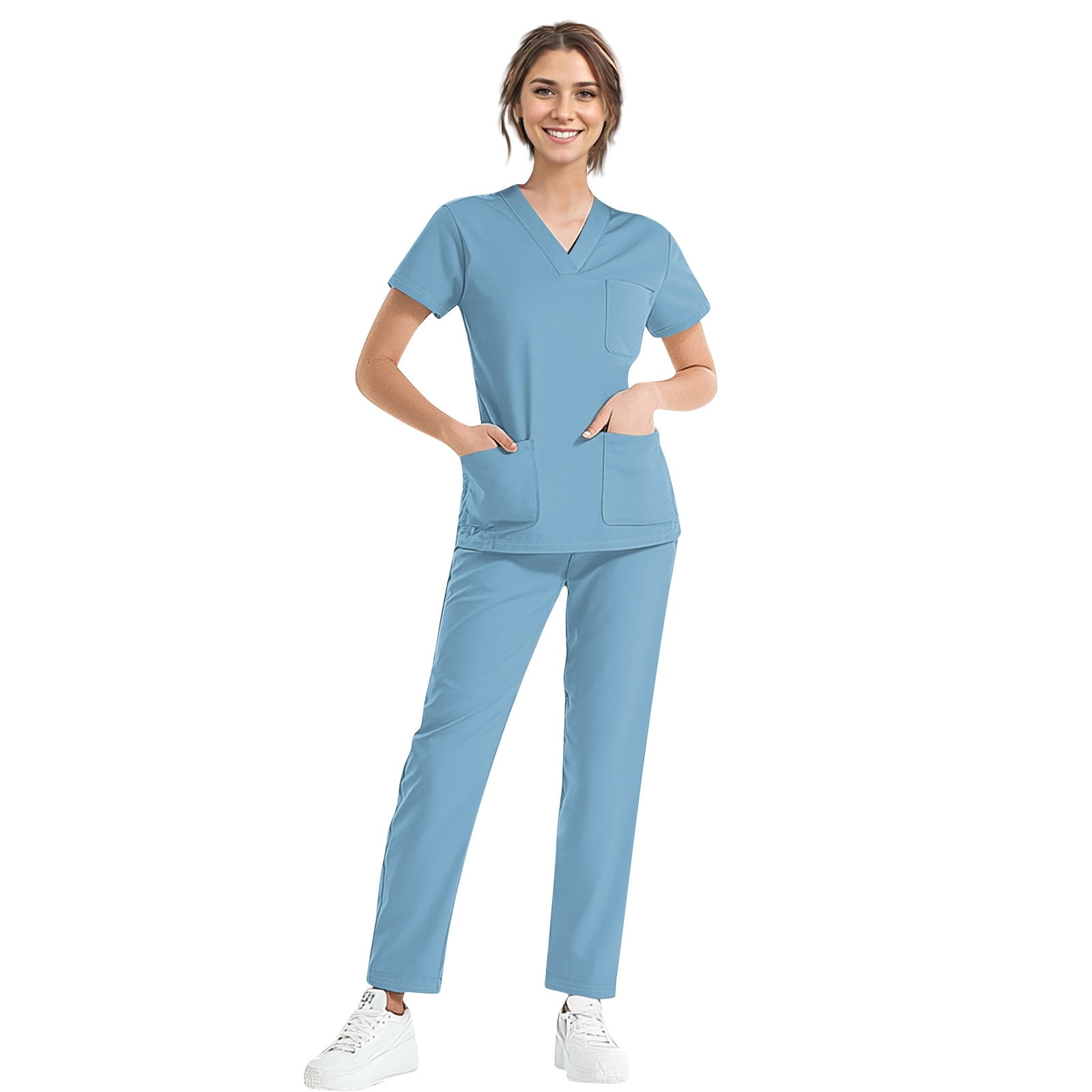 MLQIDK Scrubs for Women Set Clearance Plus Size Medical Uniforms Petite ...