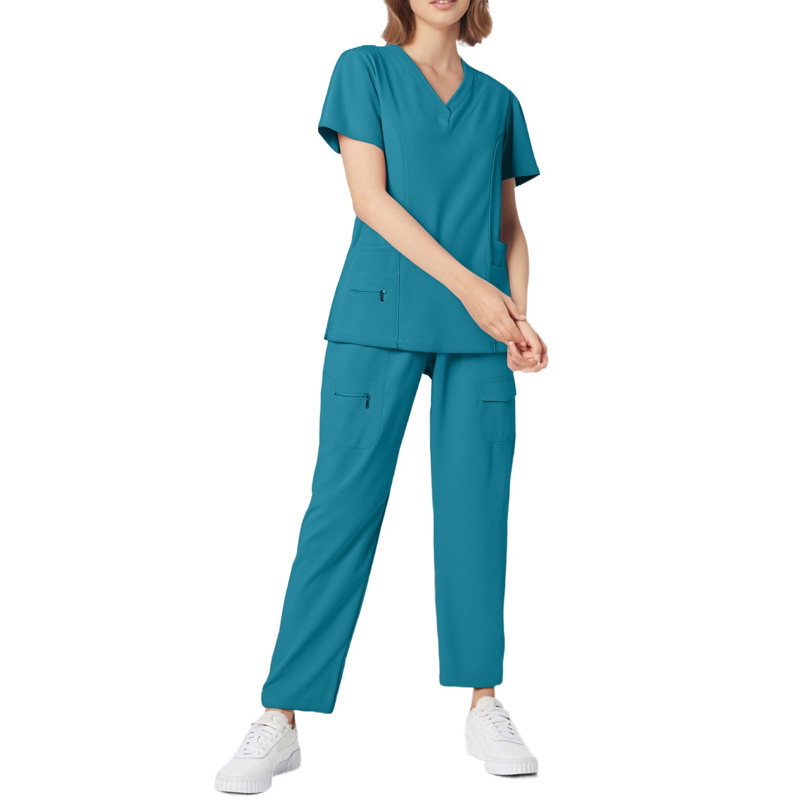 MLQIDK Scrubs for Women Set Clearance Plus Size Scrub Set Stretchy V ...