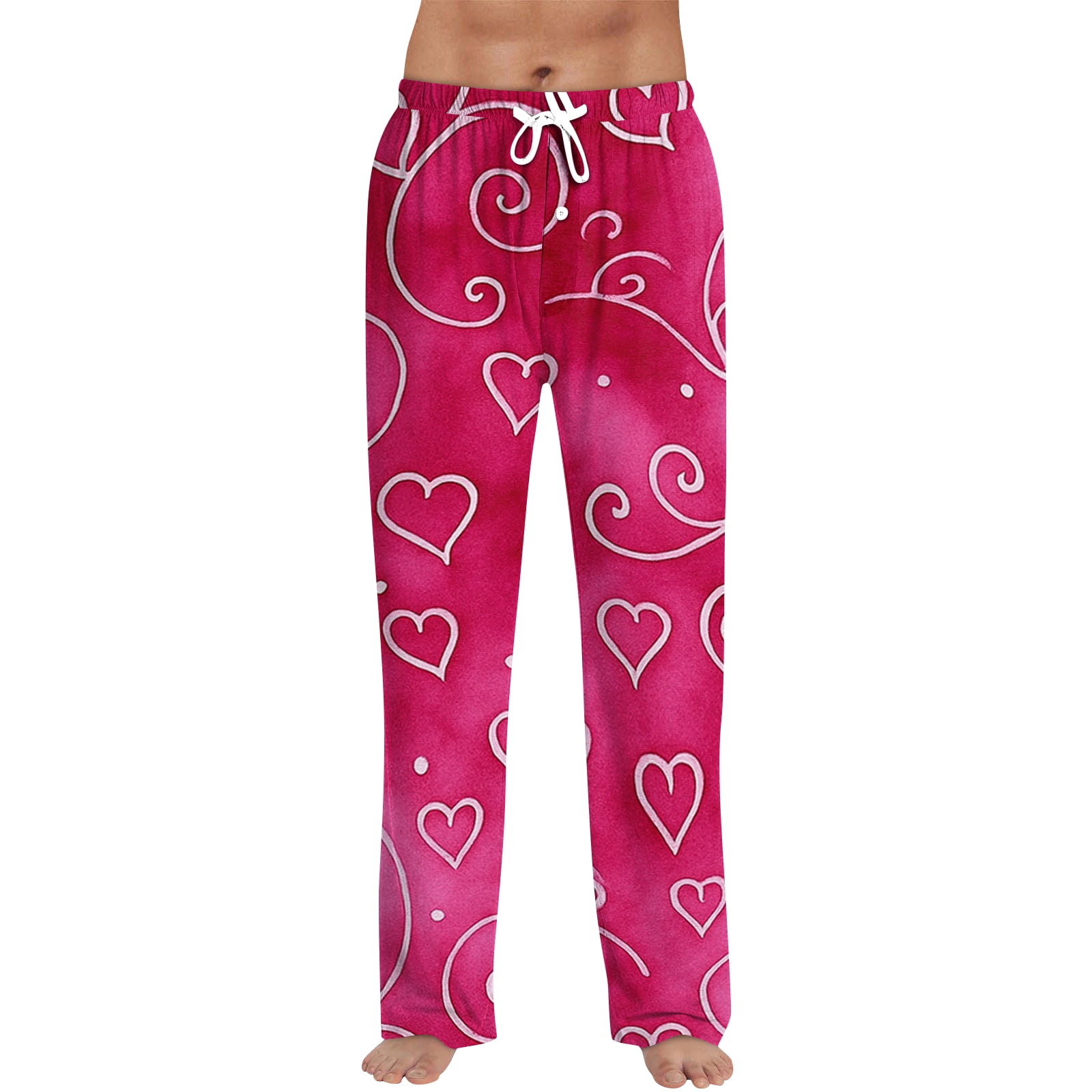 MLQIDK Womens Pajama Pants Heart Print Comfy Funny Pj Pants Baggy ...