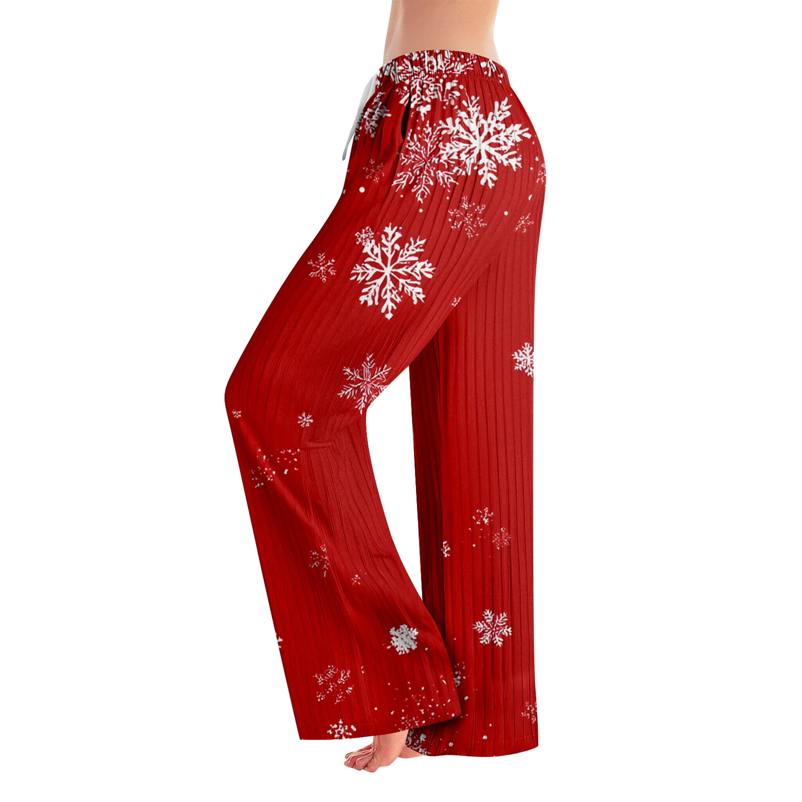 MLQIDK Womens Pj Pants 2025 Lounge Wide Leg Xmas Tree Snowflake Pj ...