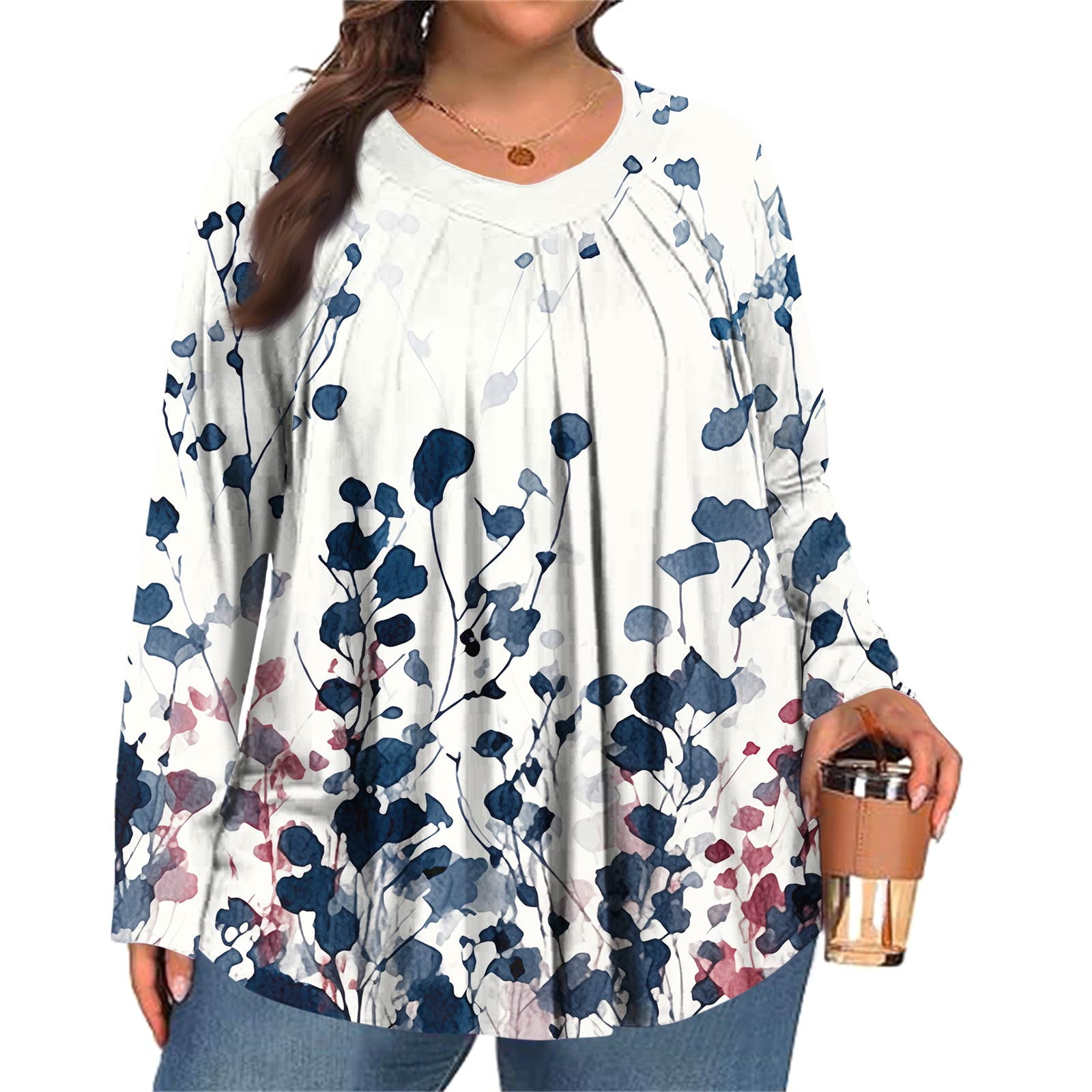 MLQIDK Womens Plus Size Fall Tops Boho Plus Size 5x Dressy Shirts V ...