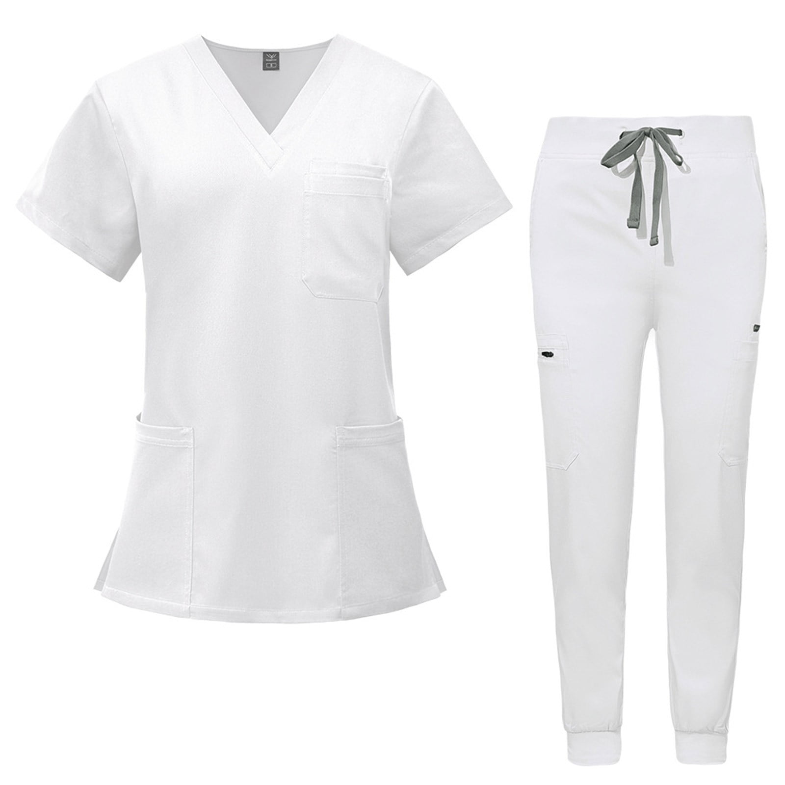 MLQIDK Womens Scrub Sets Plus Size Nurse Uniforms Stretchy V Neck Scrub ...