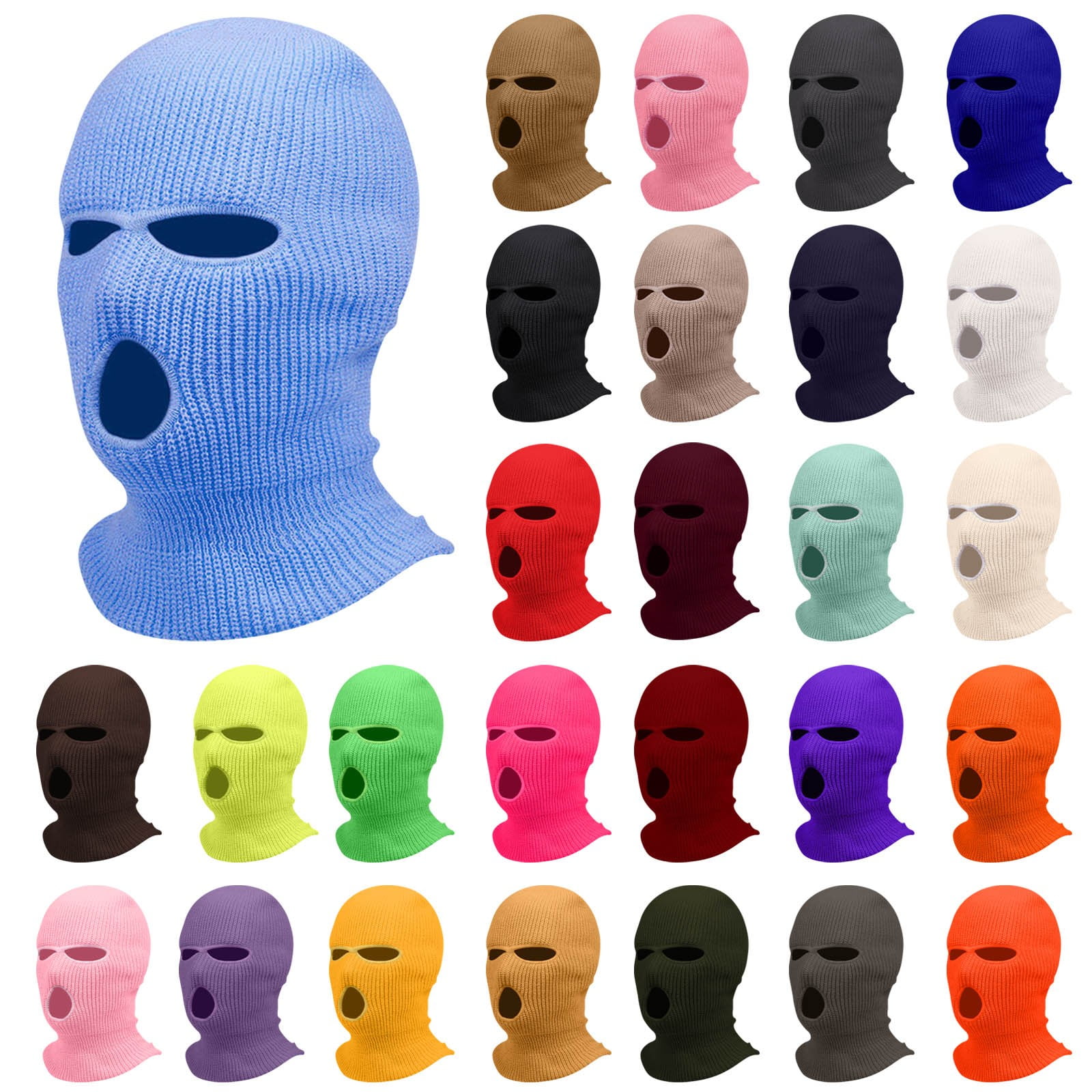 MLQIDK 3-Hole Knitted Full Face Ski Mask, Winter Balaclava, Warm and ...