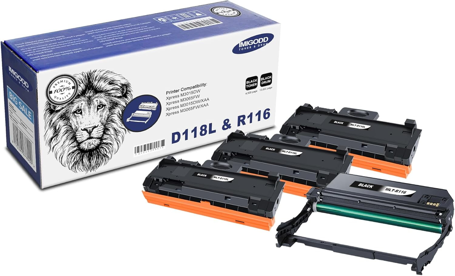 MLT-D118L Black Toner Cartridge & MLT-R116 (SV134A) Black Drum Unit ...