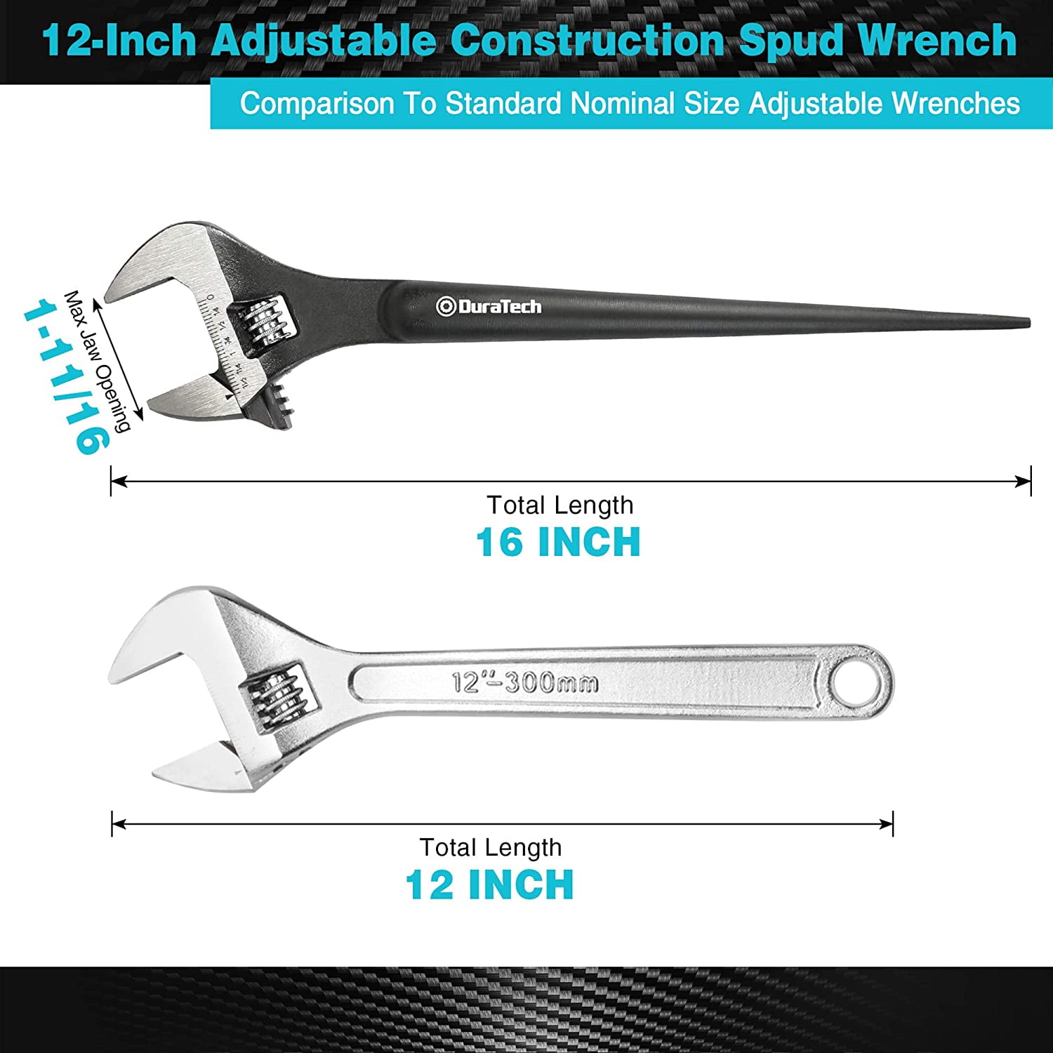 MLWWS-12" Adjustable Construction Wrench, Black Oxide, CR-V Steel, SAE ...