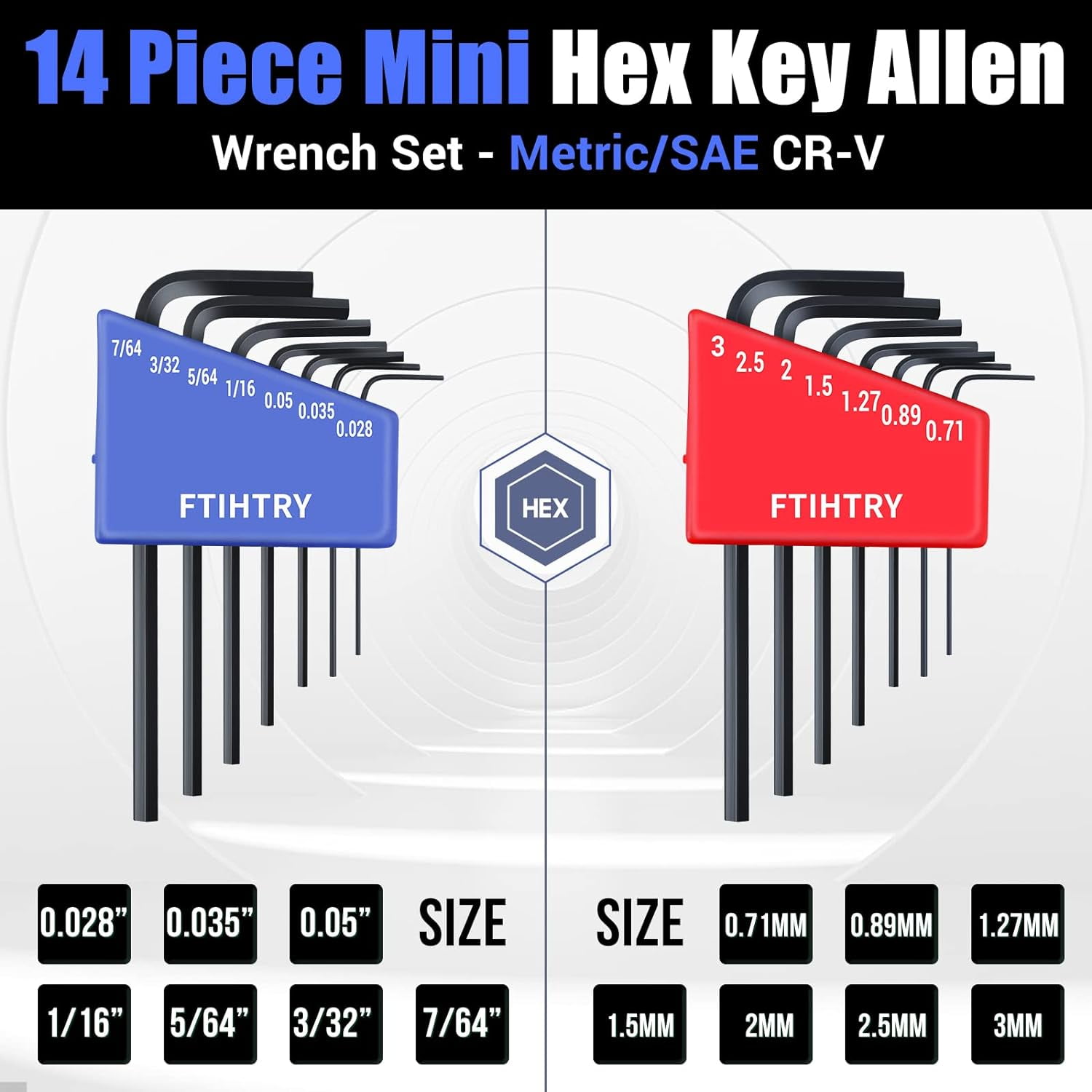 MLWWS-14-Piece Mini Hex Key Set, Metric (0.7-3 mm) and SAE (0.028-7/64 ...