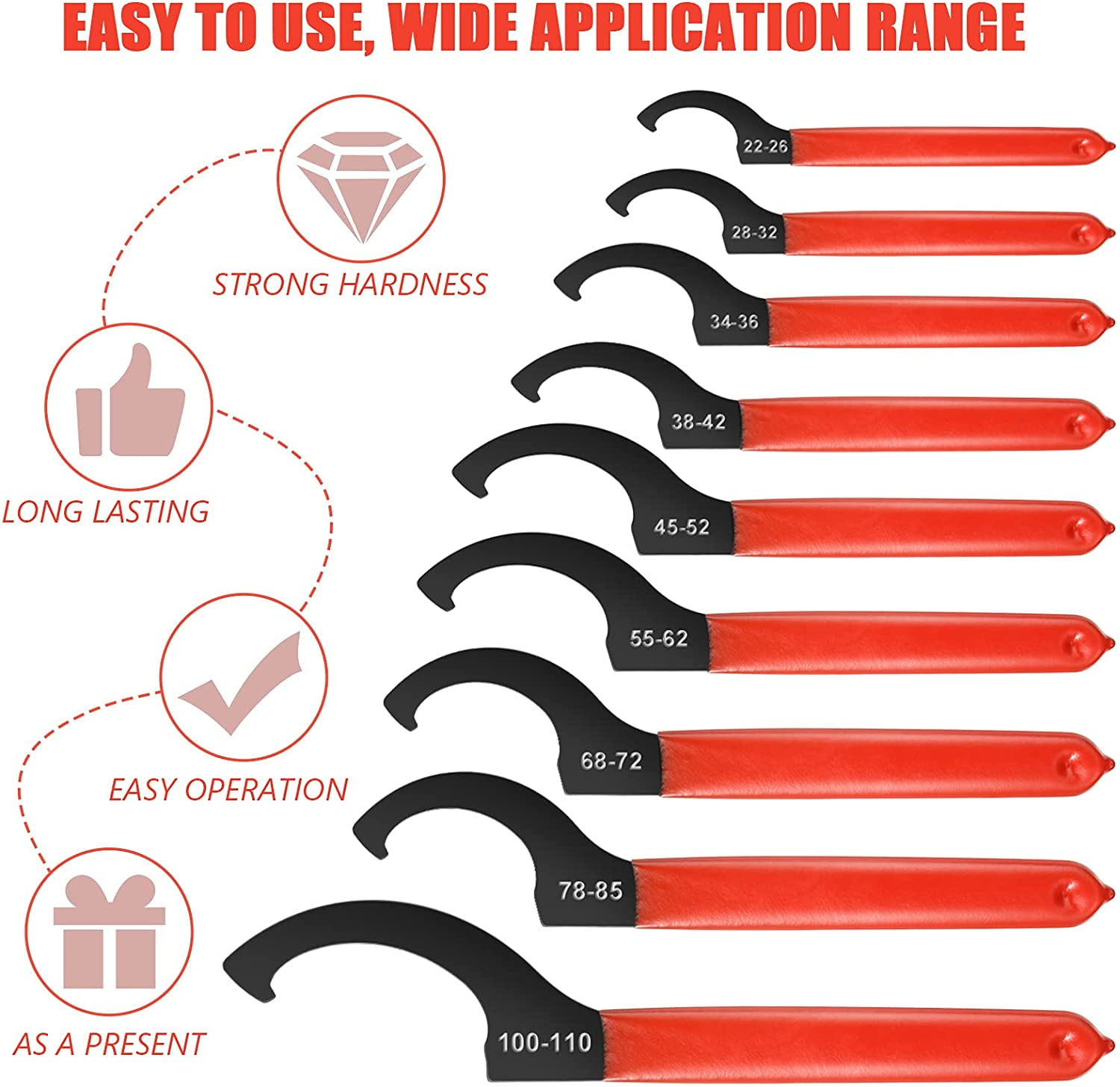 MLWWS-9 Piece Wrench Set Adjustable Shock Absorber Thread Wrench Hook ...