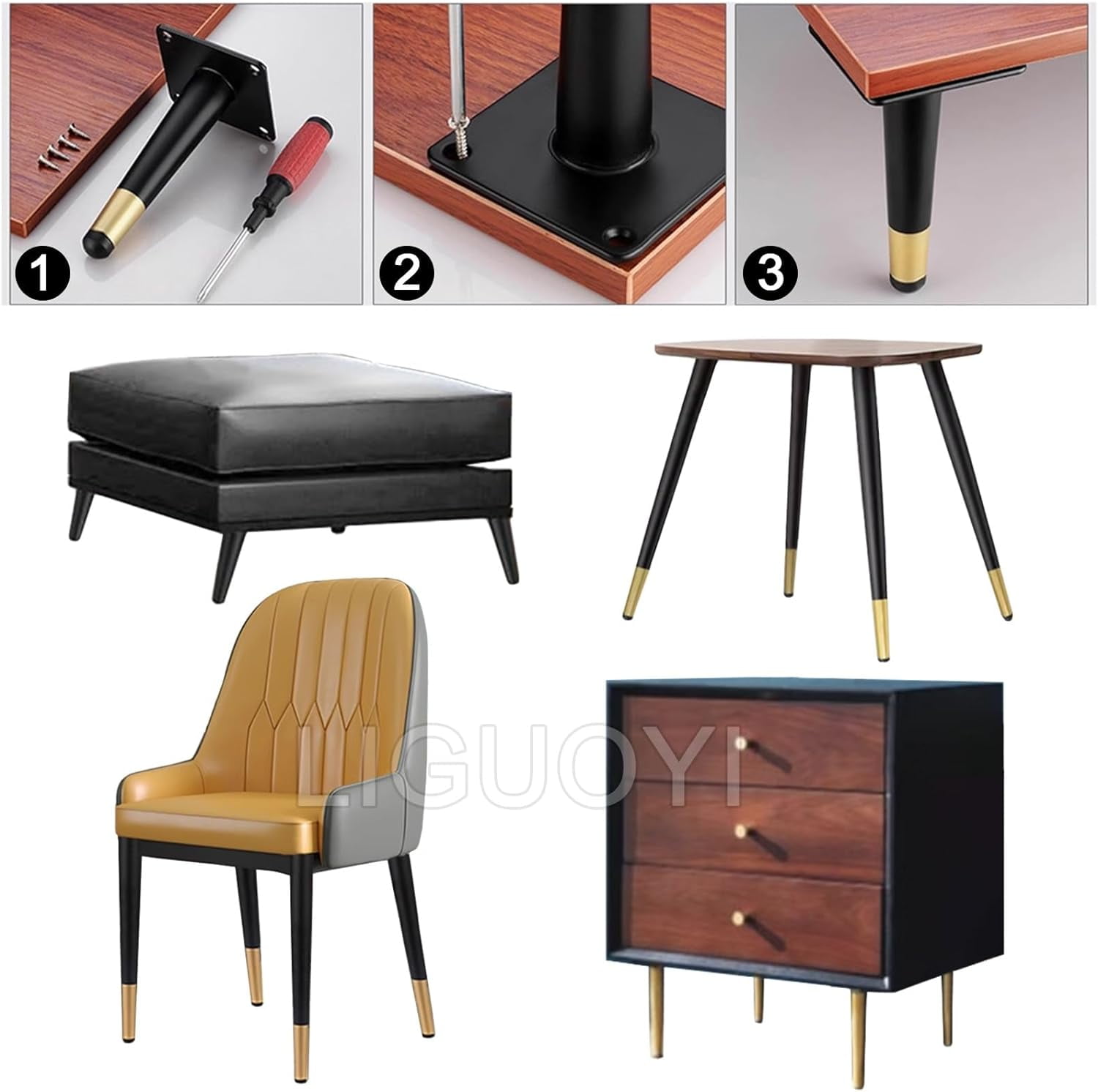 MLWWS-Coffee Table Legs Stool Legs 4-Piece Set Furniture Legs Height ...