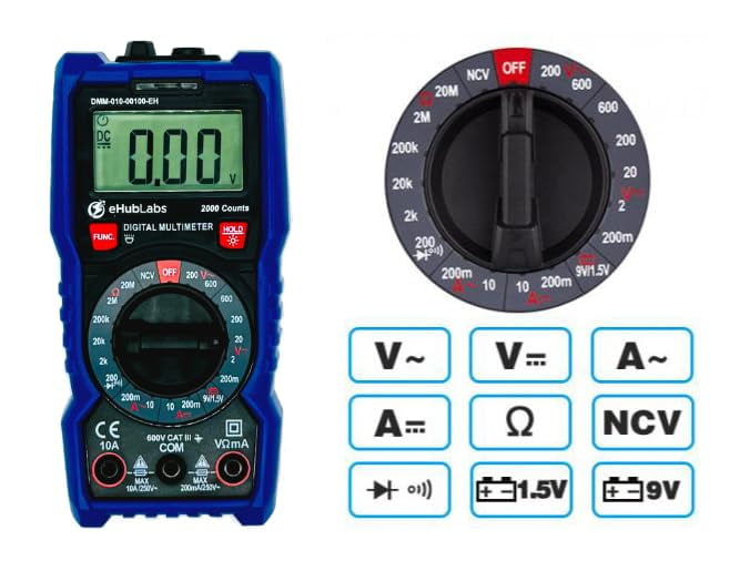 MLWWS-Digital multimeter 2000 count DC AC voltmeter manual range fast ...