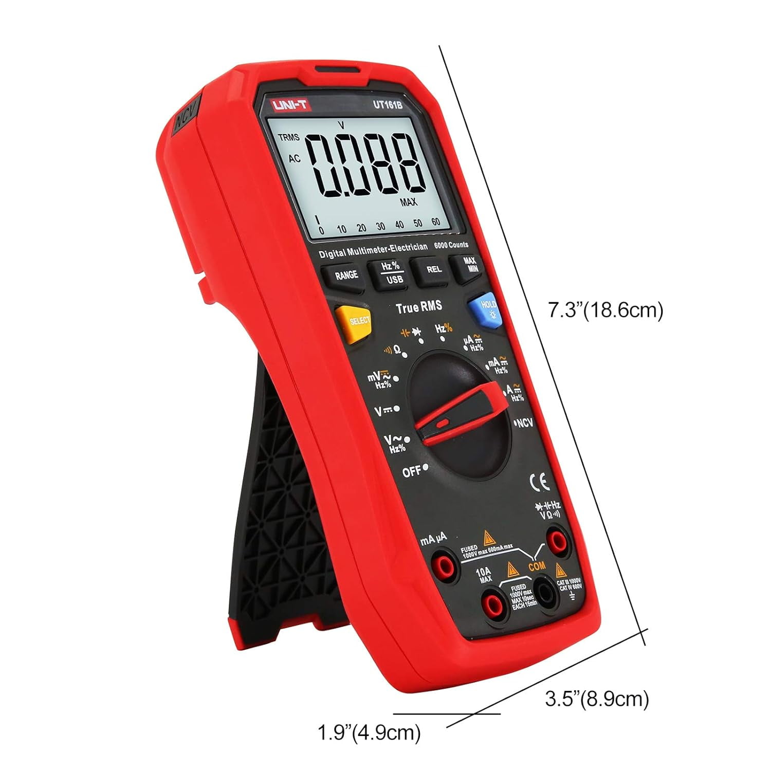 MLWWS-Digital multimeter UT161B, true RMS 6000 counts 1000V AC/DC NCV, measures voltage, current ...