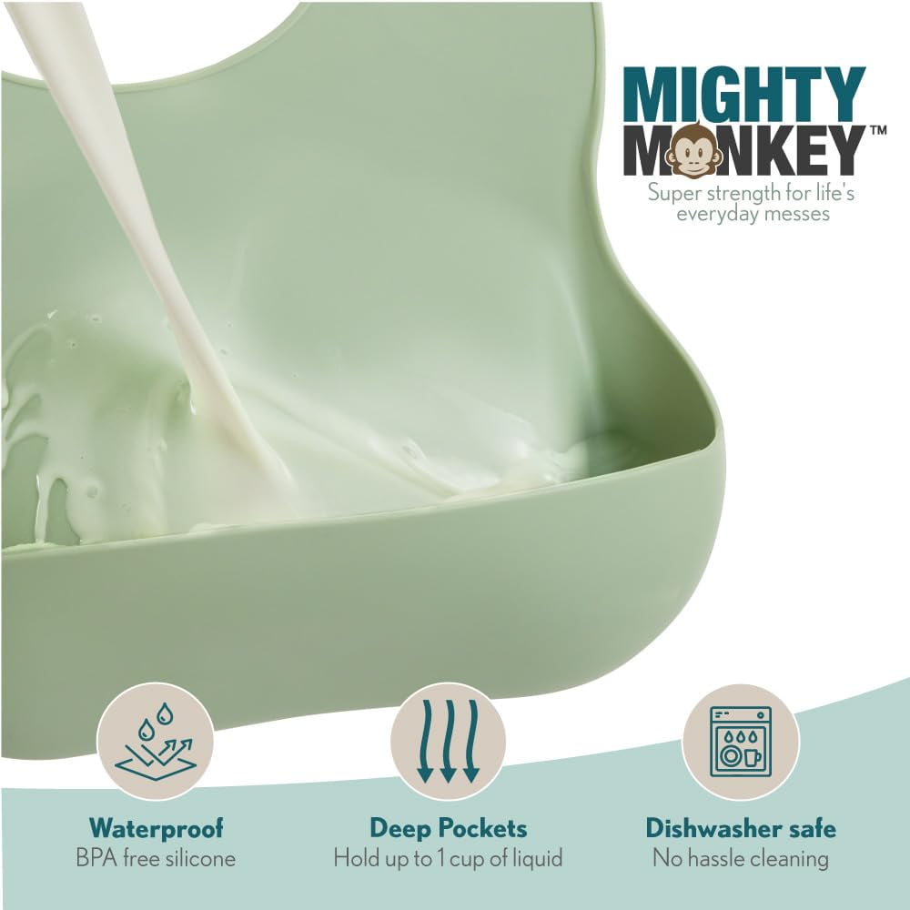 MLWWS-Extra Deep Pocket Waterproof Silicone Feeding Bibs for Infants ...