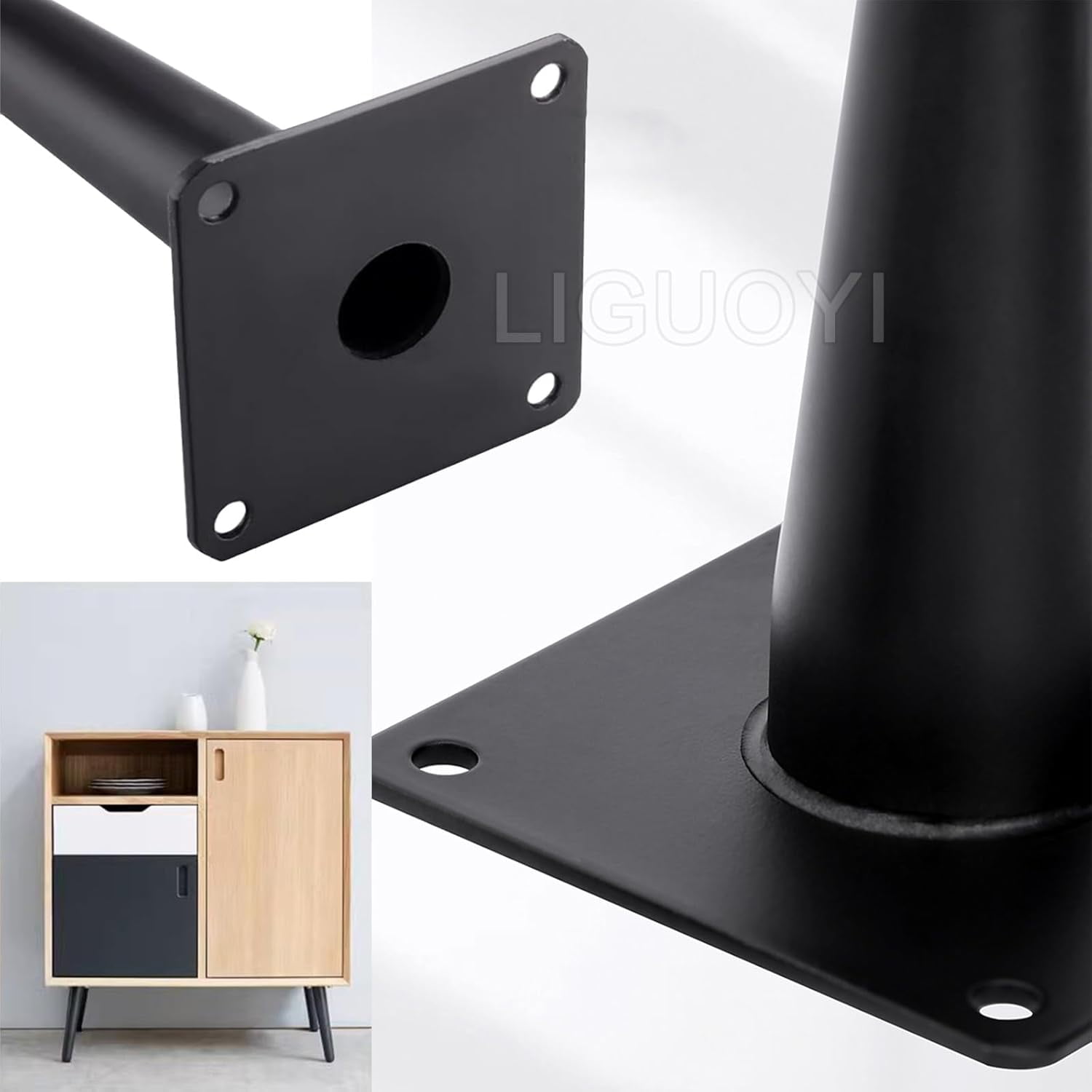 MLWWS-Furniture Table Legs Stool Legs 4 Pieces Cabinet Legs Round ...