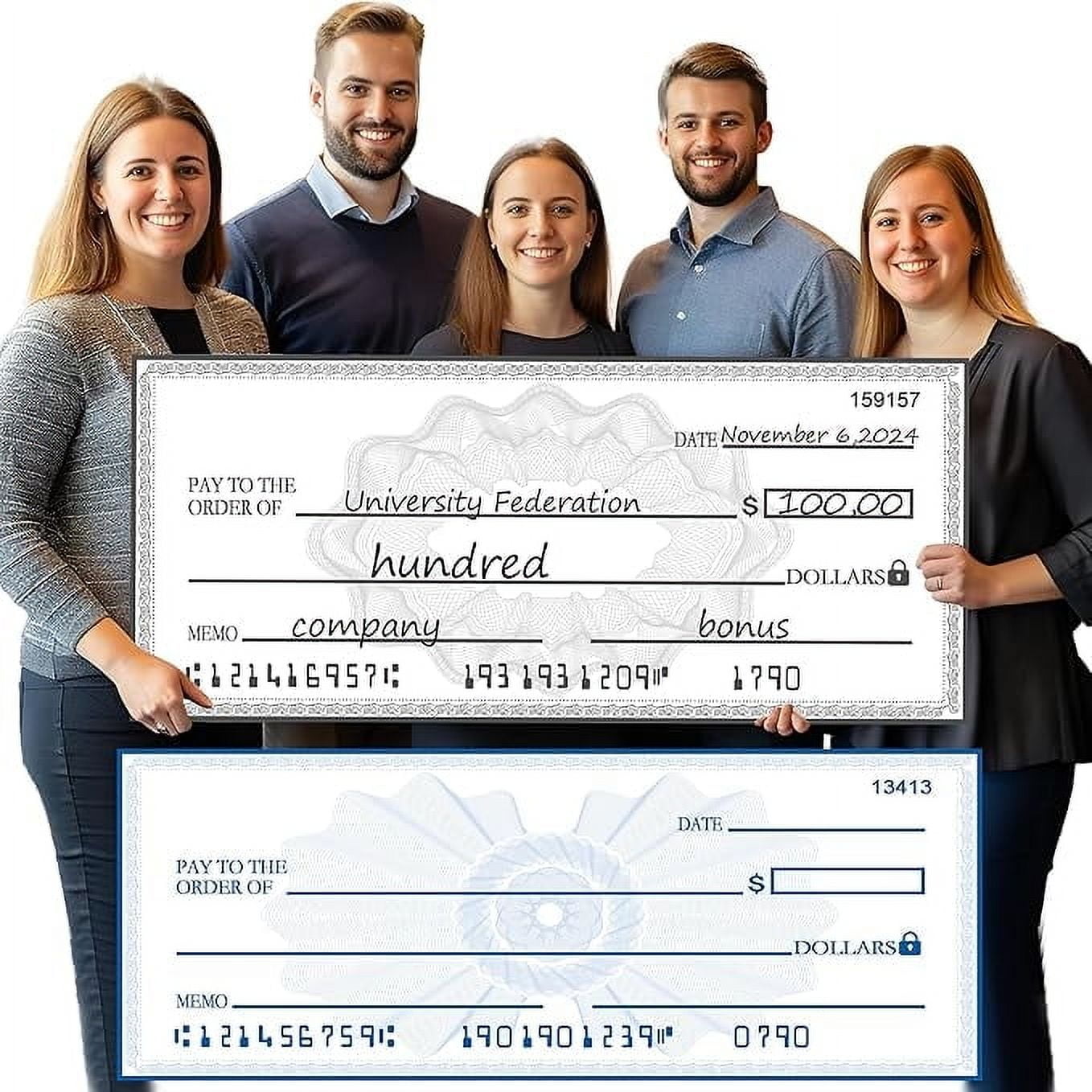 MLcnleS Cardboard Large Check, 40" x 16" Reusable Big Check for ...