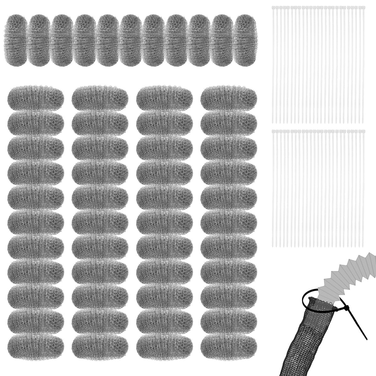 MLfire 50-Piece Set Stainless Steel Lint Traps with Drain Catcher Ties ...