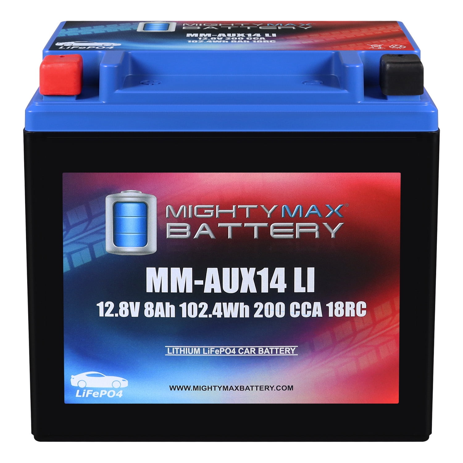 MM-AUX14LI 12.8V, 8Ah, 18RC, Lithium, 200 CCA, Replacement Battery ...