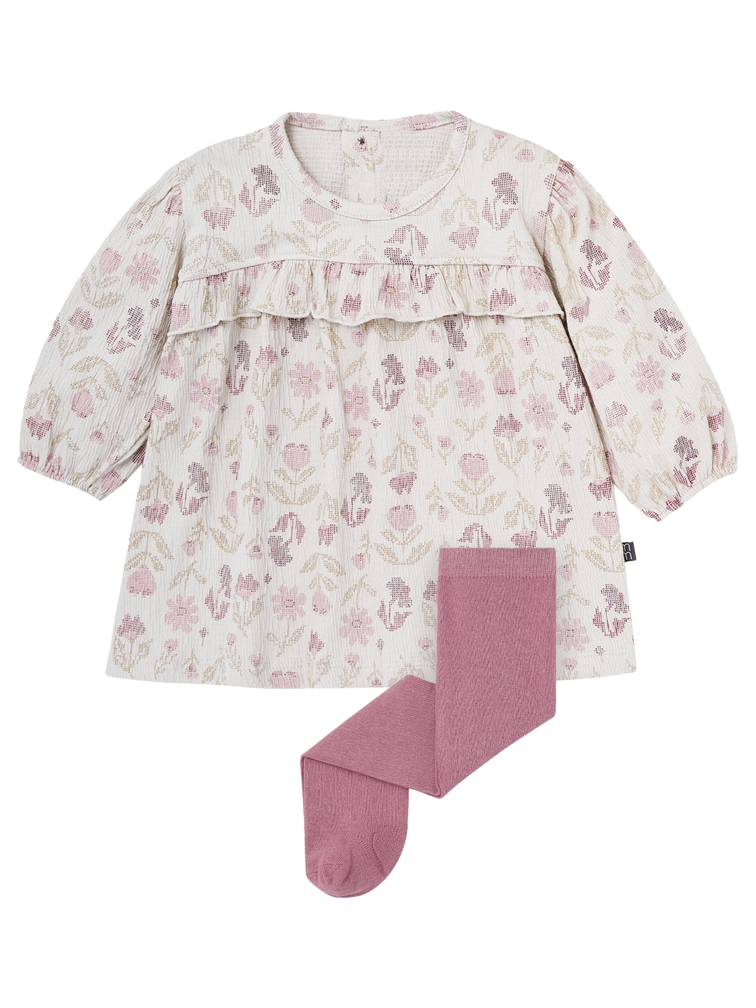 Modern Moments By Gerber Baby Girl Drop Shoulder Dress and Tights ...