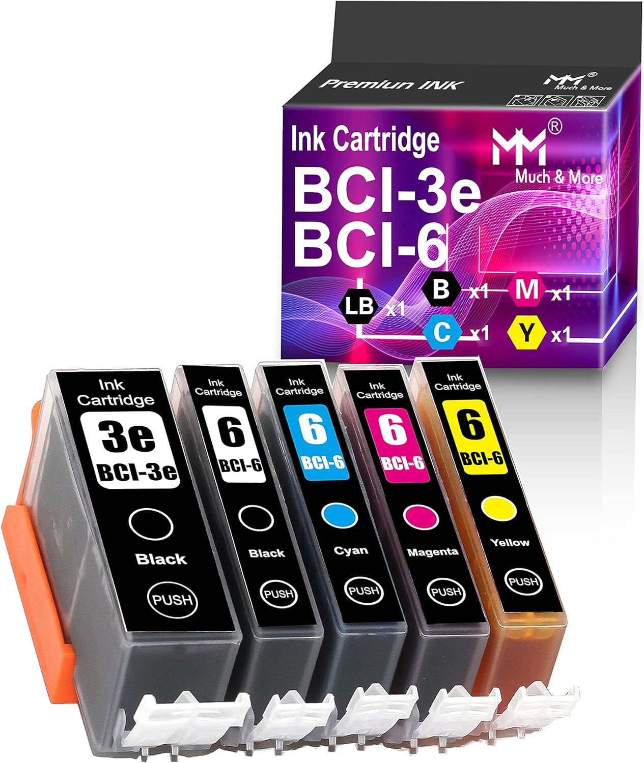 MM MUCH & MORE Compatible Ink Cartridge Replacement for Canon BCI-3 BCI-3e BCI-6 BCI3e BCI6 for ...