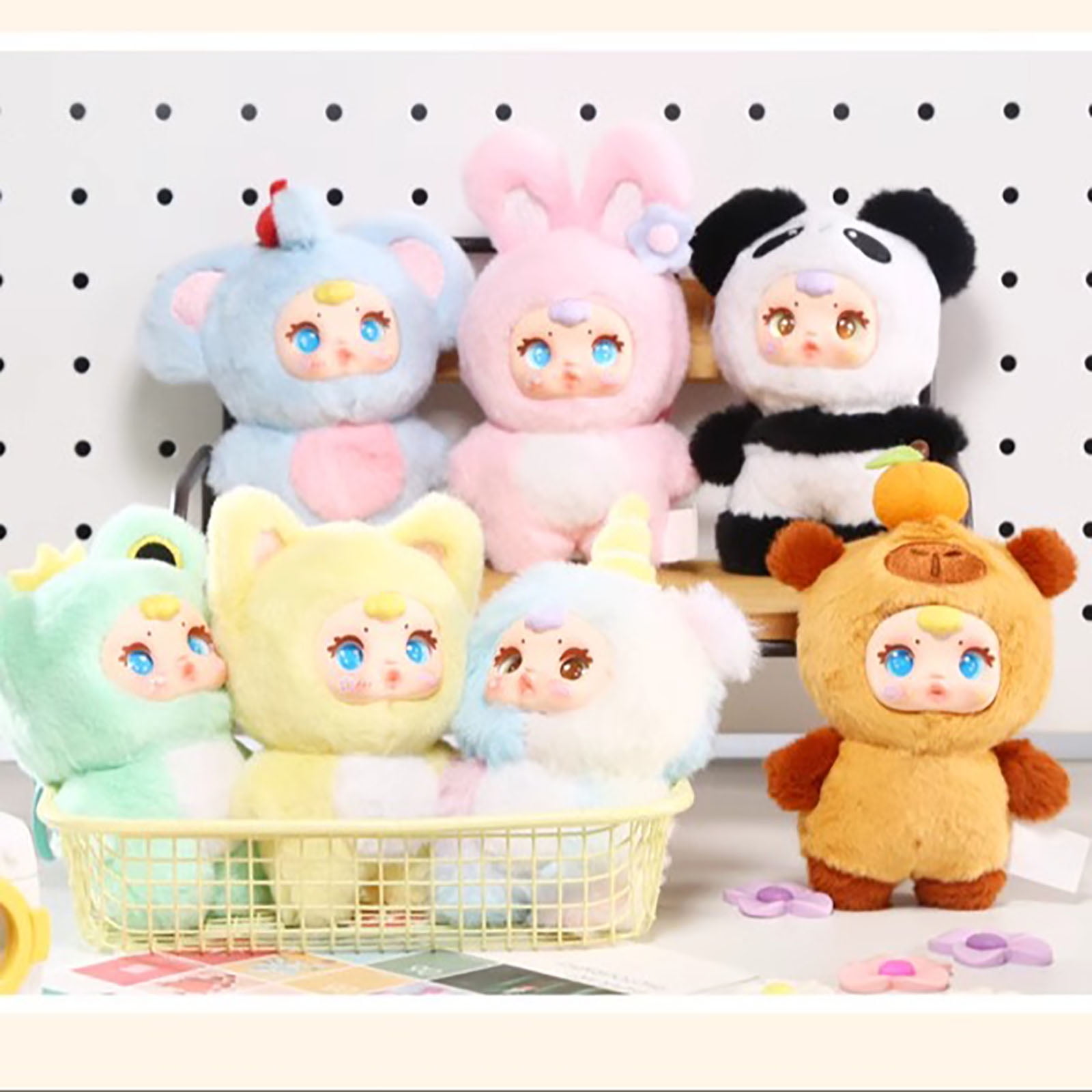 MM Milk Candy Plush Keychain 6 Pack – Kawaii Blind Box Animal Hood ...