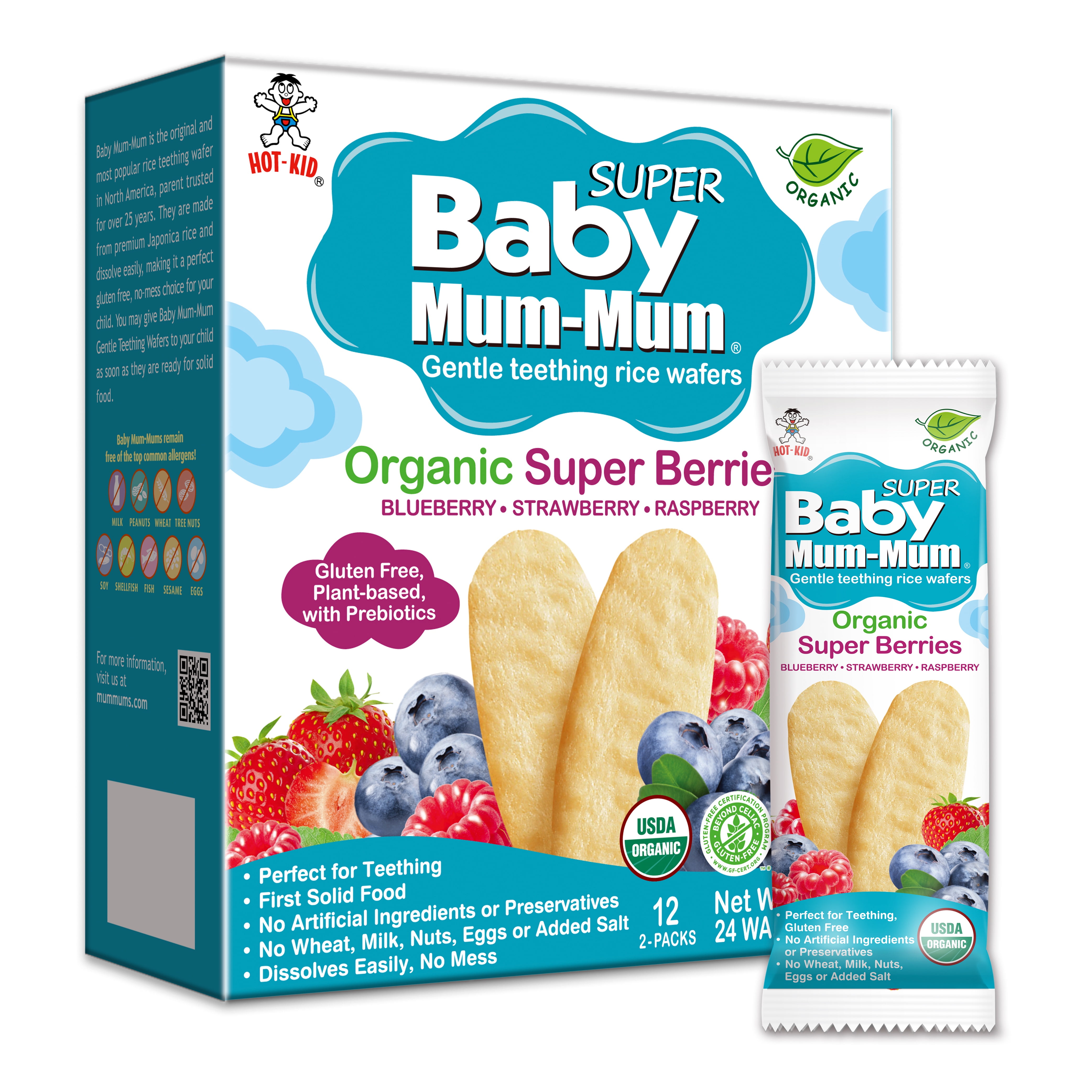 Baby Mum-Mum Organic Super Berries Gentle Teething Wafers Baby Snack, 1 ...