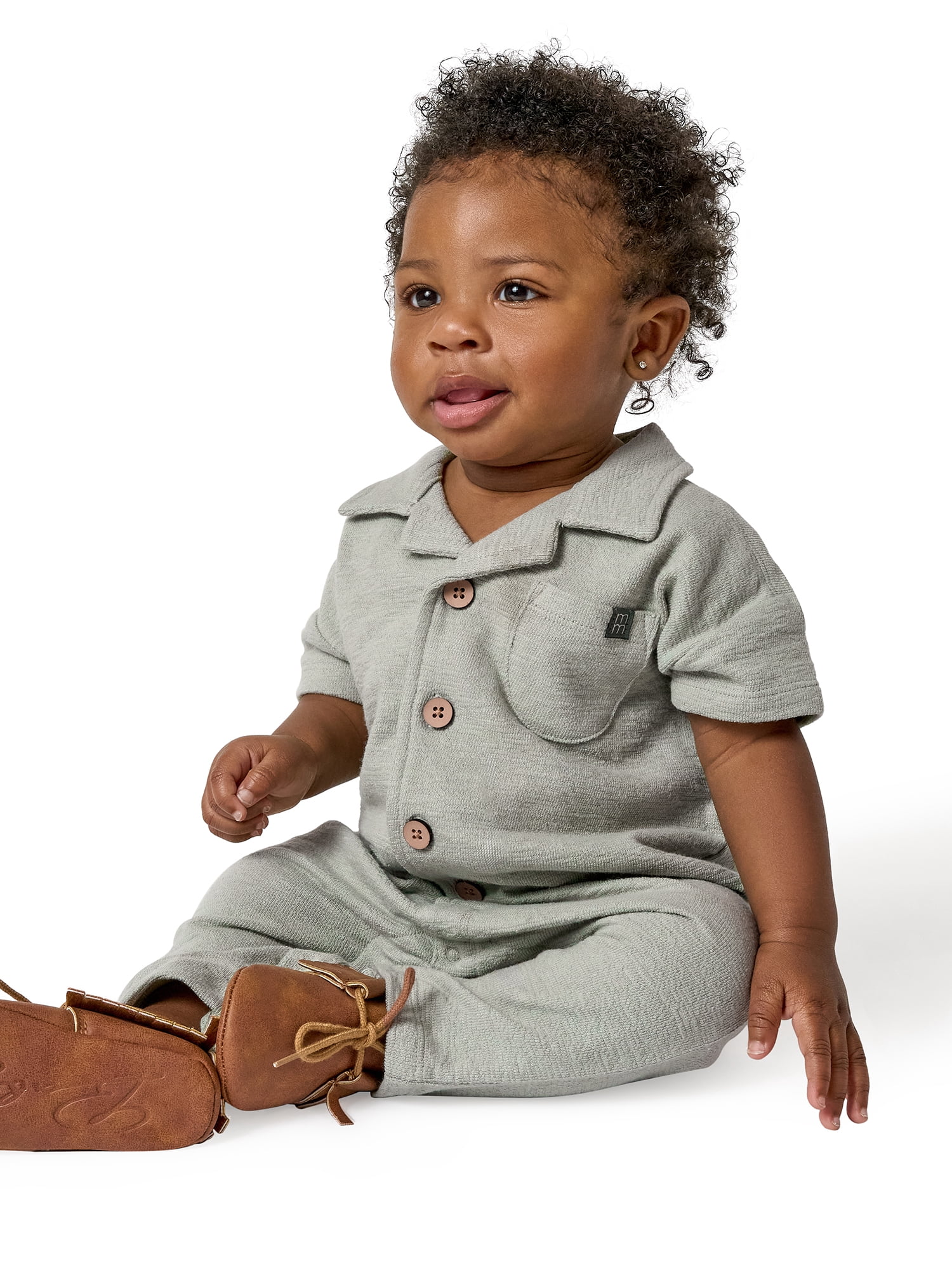 Modern Moments by Gerber Baby Boy Long Leg Slouch Henley Romper, Sizes ...