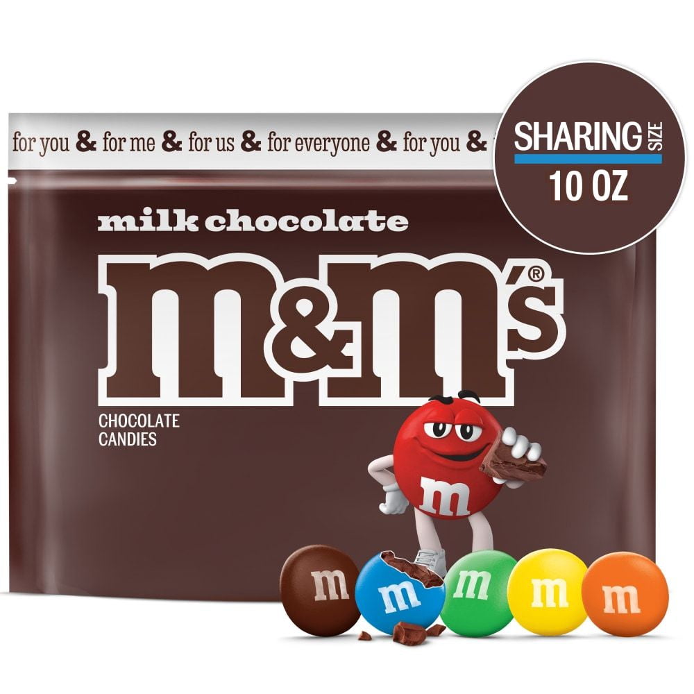 Pack of 2 M&M'S Milk Chocolate Candy Sharing Size Bag, 10 oz (packaging ...