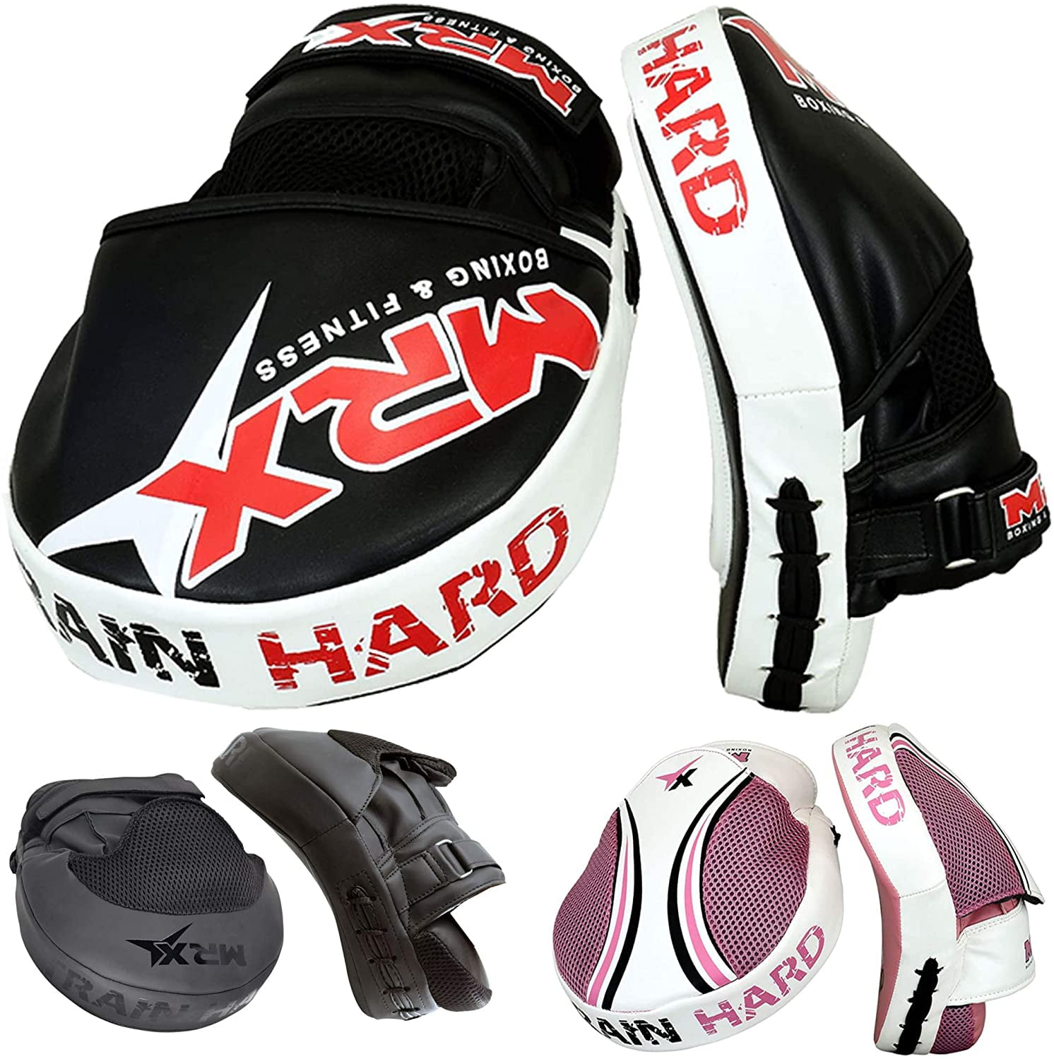 MMA Boxing Mitts, Hook and jab Training Curved Pads, Leather Berating ...