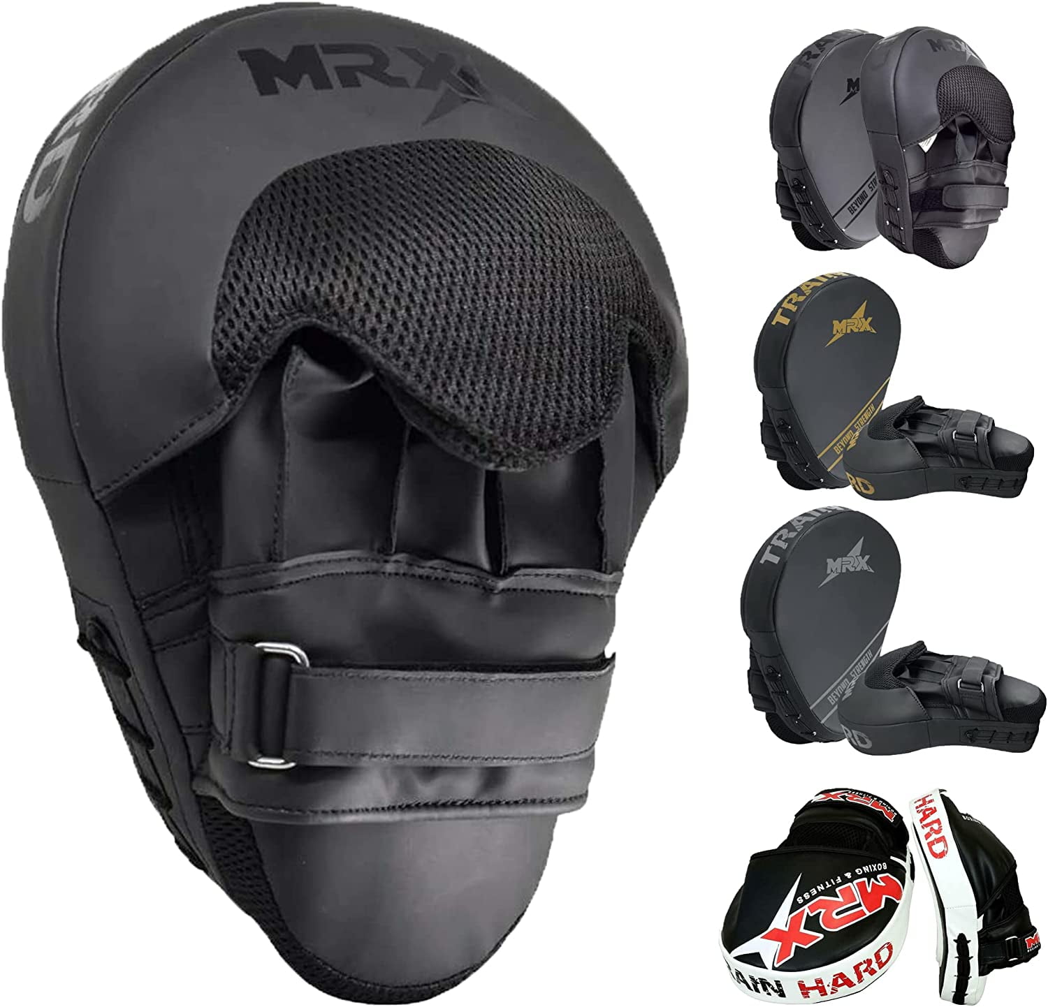 MMA Boxing Mitts, Hook and jab Training Curved Pads, Leather Berating ...
