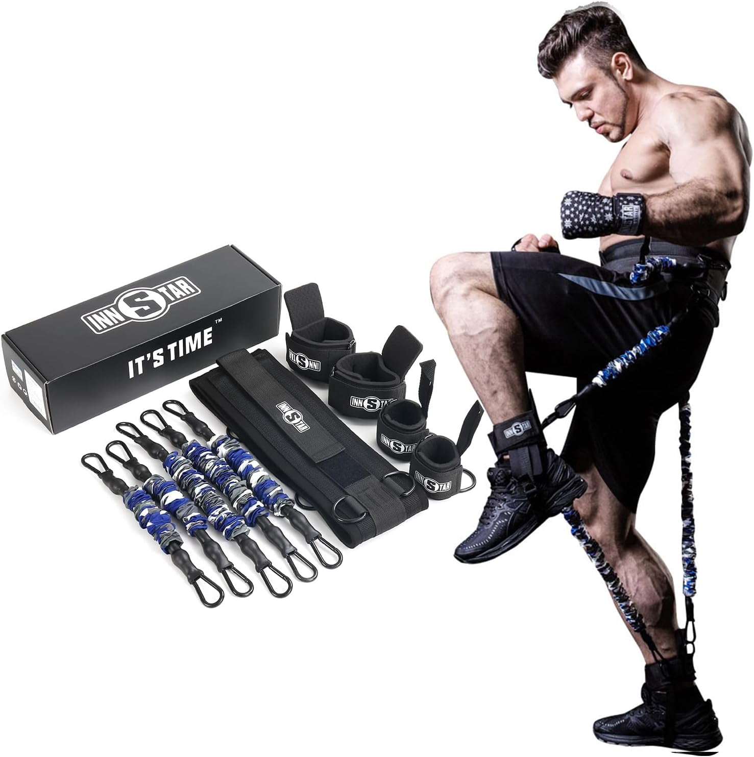 MMA Boxing Training Resistance Belt Band Set Power Punch Pro Strength ...