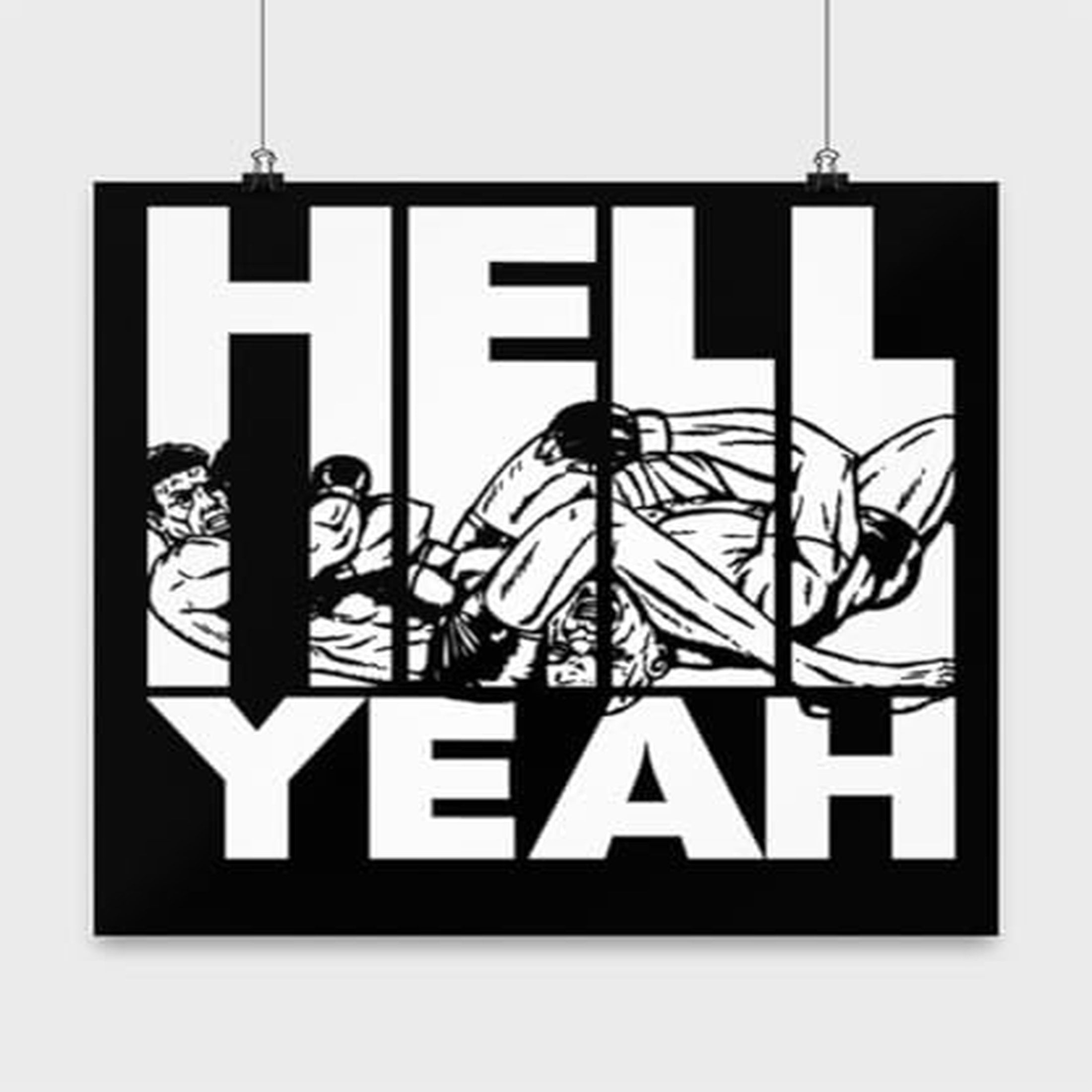 MMA Wall Art Poster - BJJ "Hell Yeah" Design, Black 13x13in Gift for ...