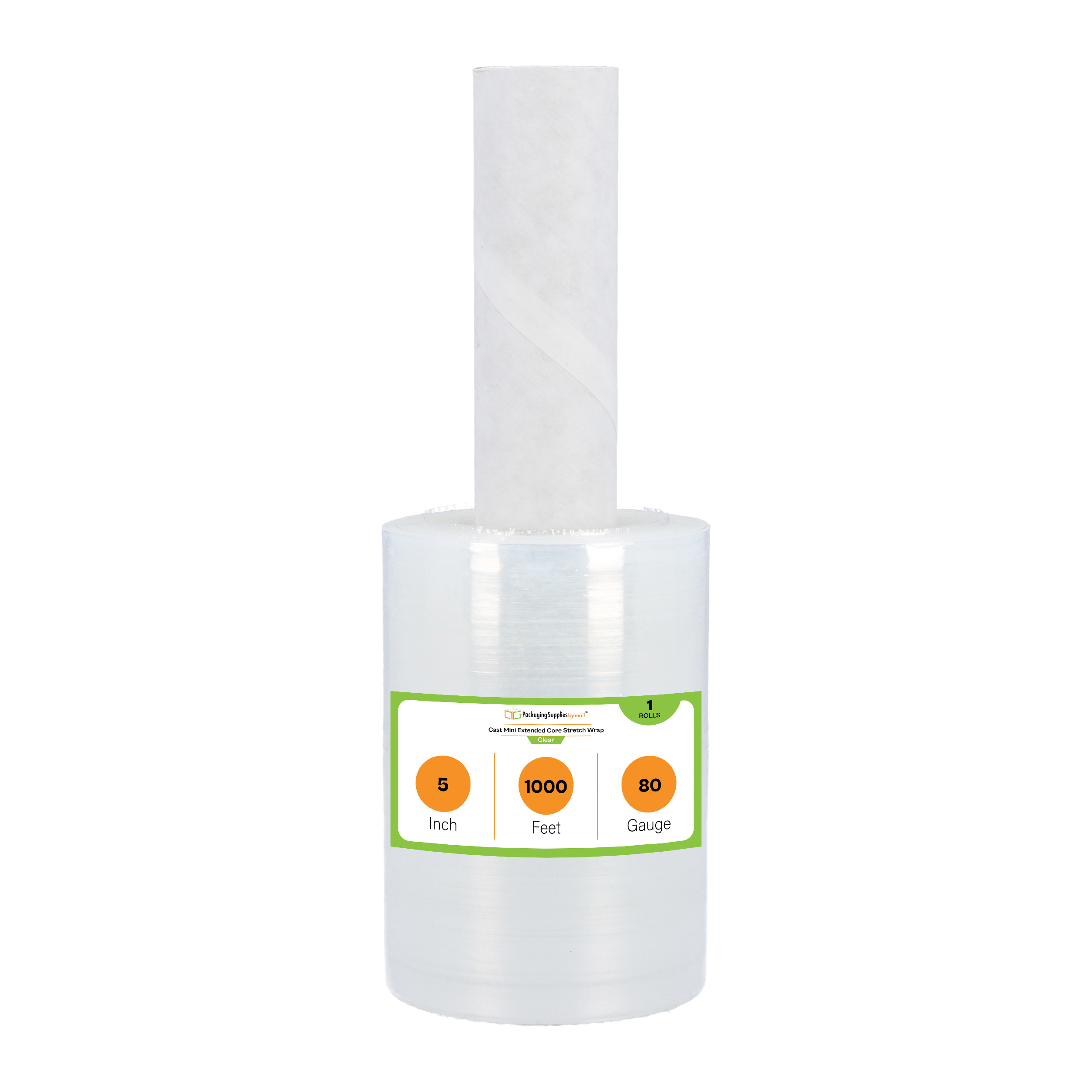 MMBM 1 Roll - 5" X 1000' 1.3" Extended Core Clear Mini Stretch Wrap ...