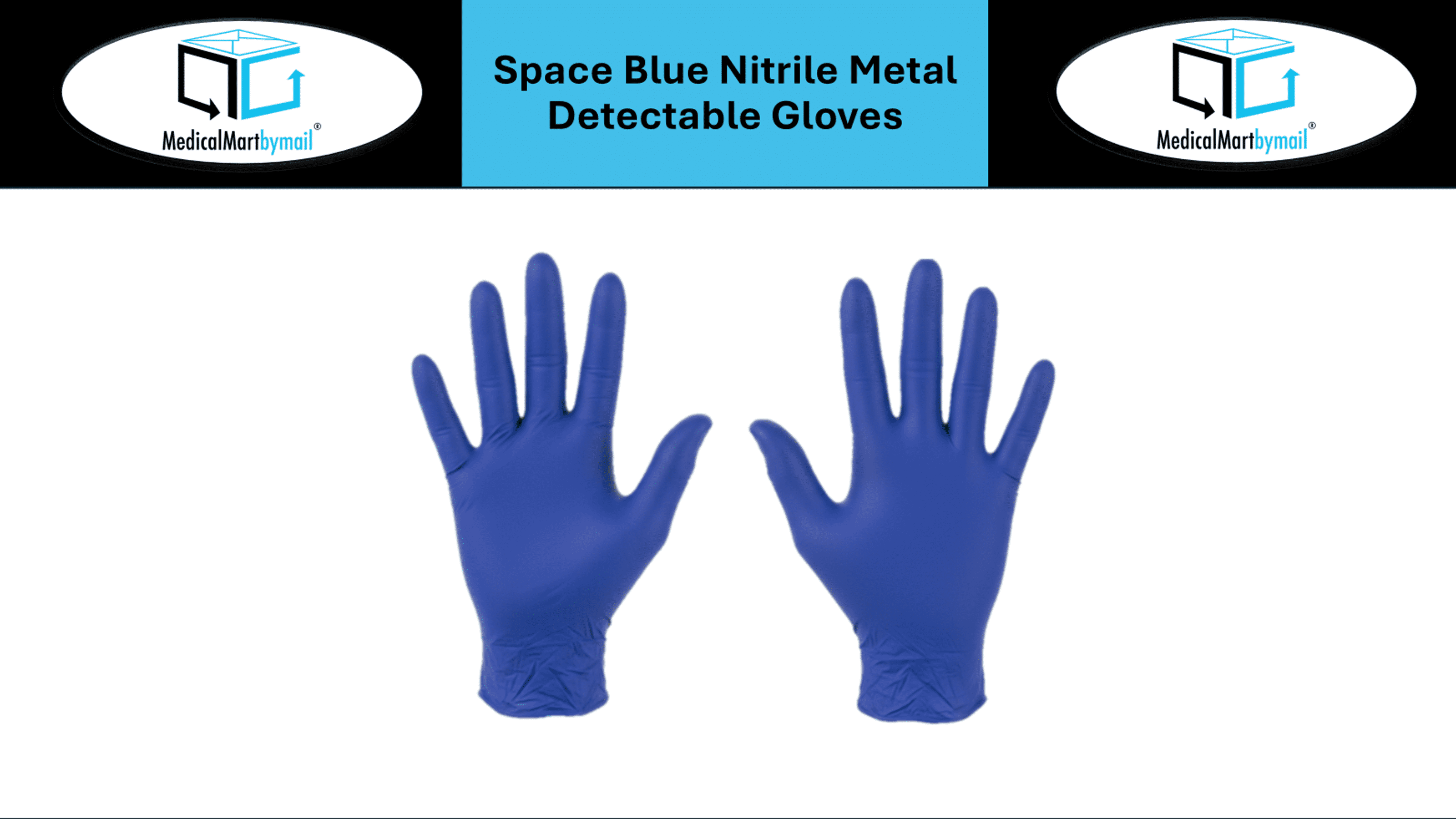 MMBM 1000 Pcs Blue Nitrile Disposable Gloves Large Size 4.5 Mil Metal ...