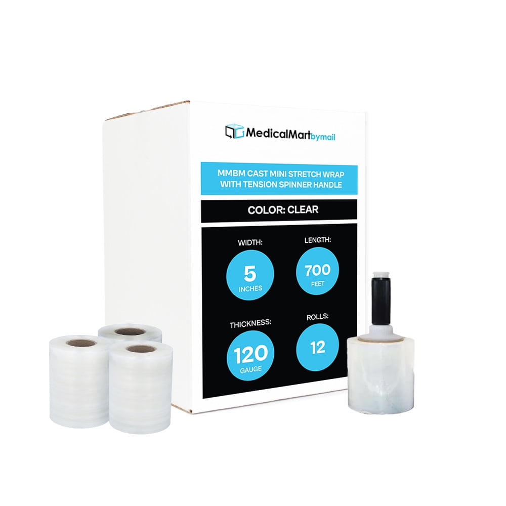 MMBM 12 Rolls - 5" X 700' 1.75" Extended Core Clear Mini Stretch Wrap ...