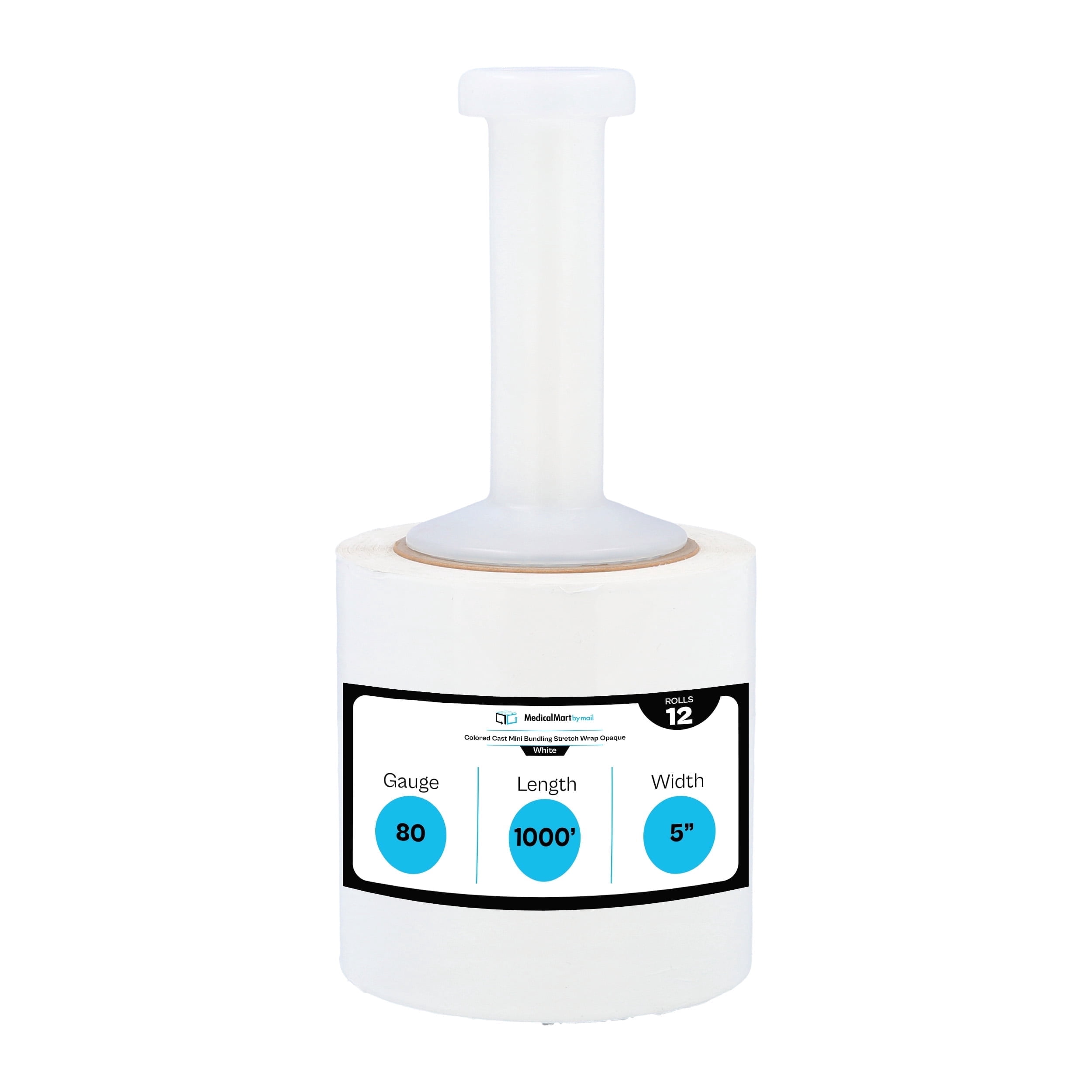 MMBM White Mini Stretch Wrap with Reusable Handle 5" x 1000' 80 Gauge ...