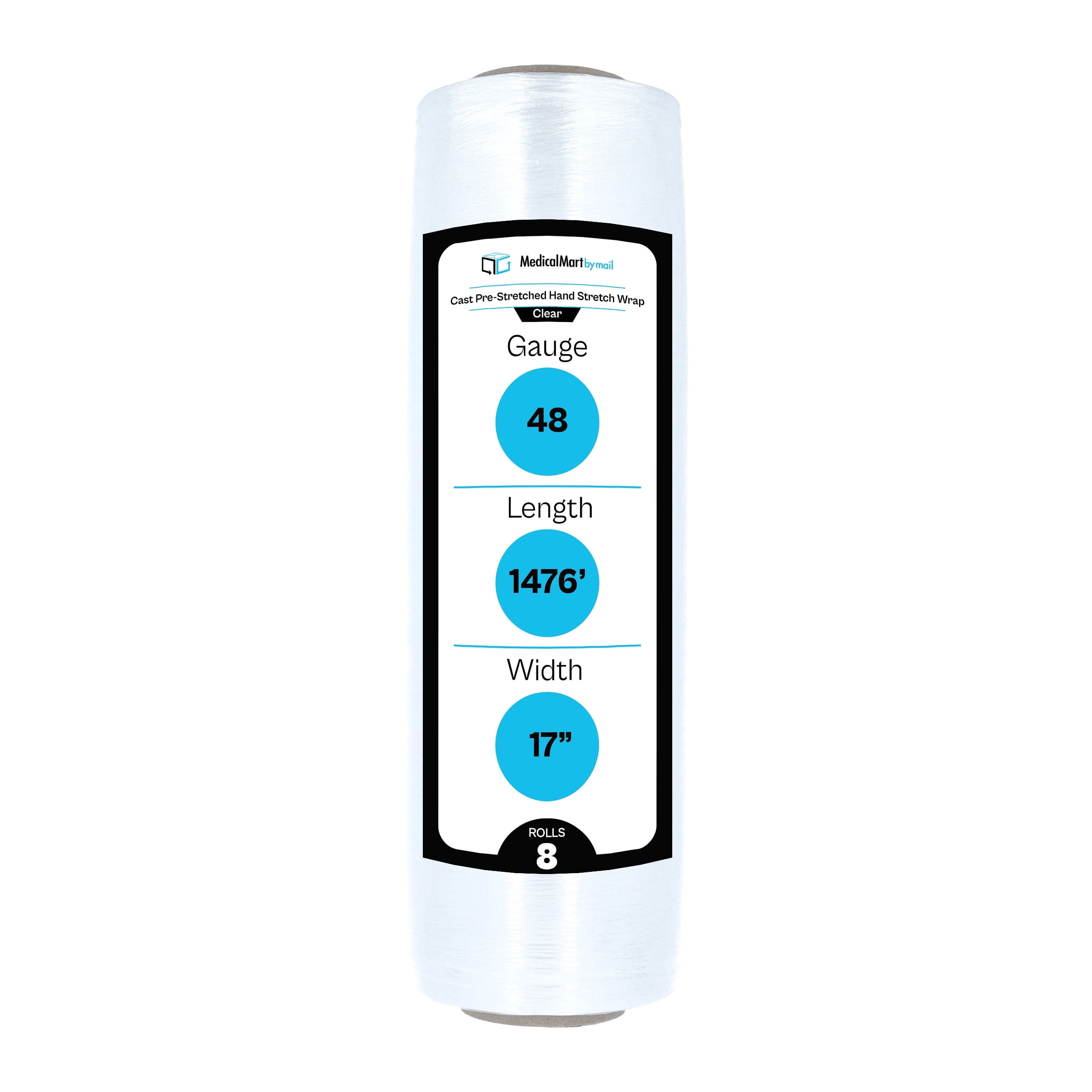 MMBM 17" x 1476' Clear Plastic Film Pre-Stretch Hand Shrink Wrap with 3 ...