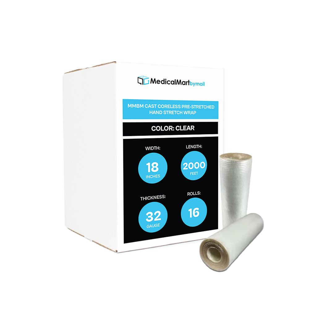 MMBM 18" x 2000' Clear Saver Dispenser Coreless Hand Stretch Wrap - 32 ...