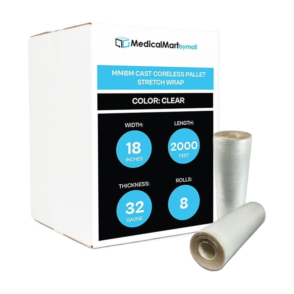 MMBM 18" x 2000' Clear Saver Dispenser Coreless Hand Stretch Wrap - 32 ...