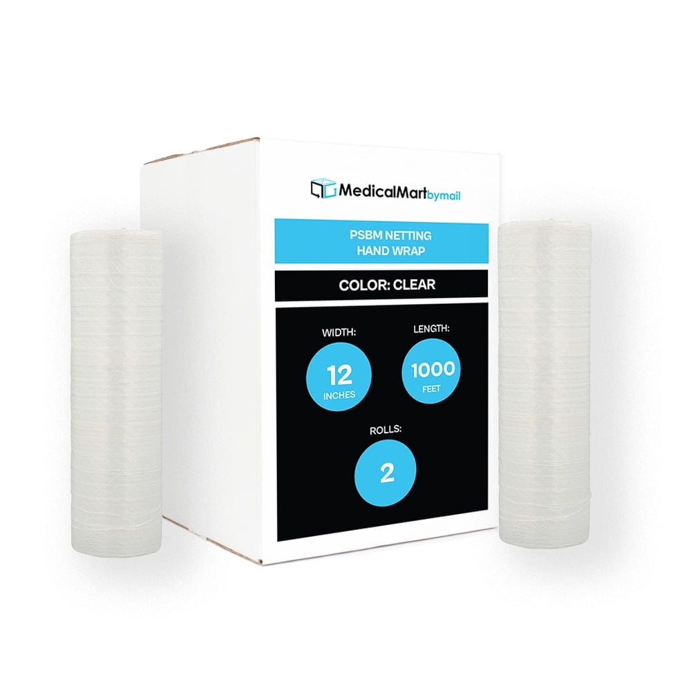 MMBM 2 Roll of 12" x 1000' Clear Netting Hand Strech Wrap Film with 3 ...